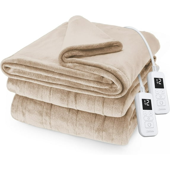 Sunbeam Royal Posh Velvet Heated Electric Blanket Queen Size, 90" x 84 ...