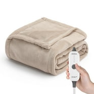 Sunbeam Grey Flannel Fleece Electric Heated Throw, 50" x 60", 3 Heat ...