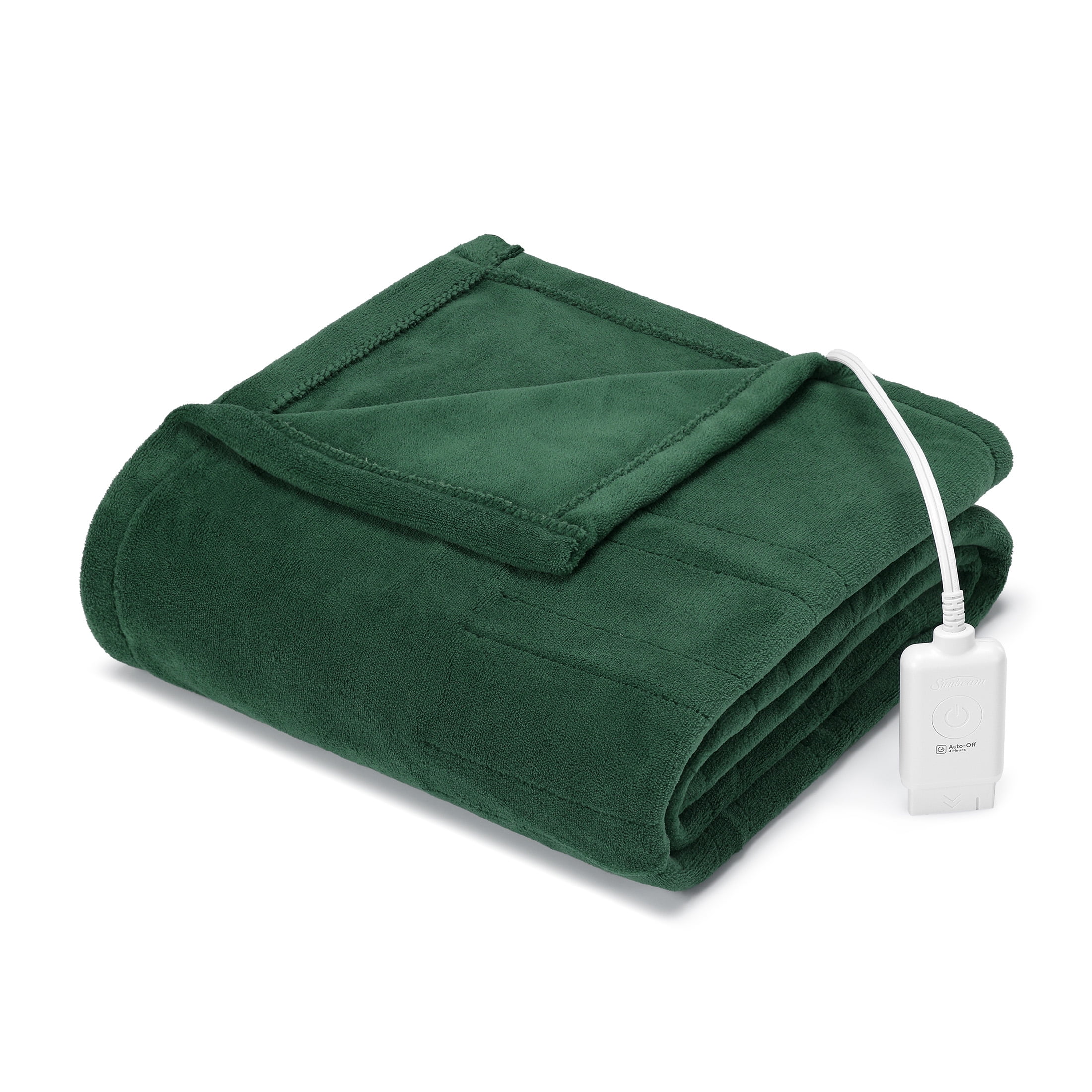 Sunbeam Throw Pine Green Microplush, 4 Heat Settings, 4-Hour Auto Shut ...