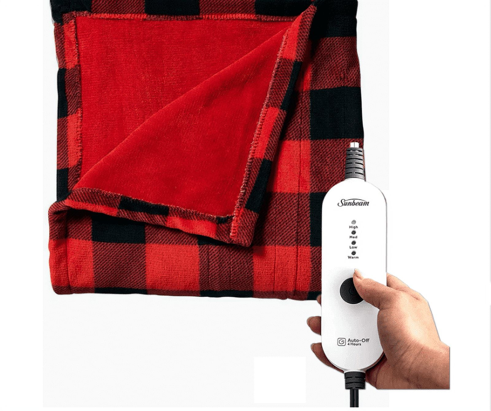 Sunbeam Velvet Heated Throw Blanket - Red Plaid - Walmart.com