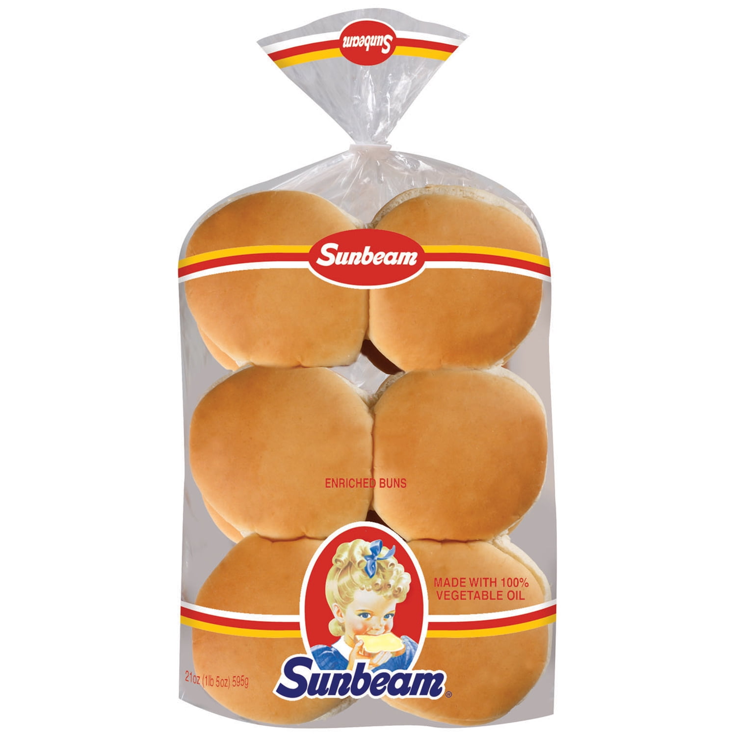 Sunbeam White Burger Buns, 21 oz, 12 Count - Walmart.com