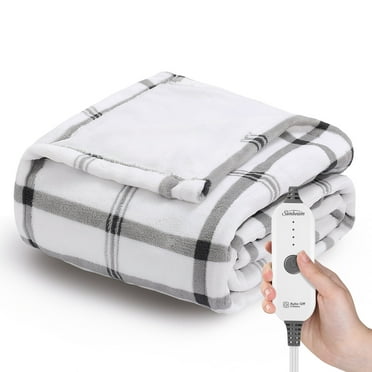 Sunbeam White Faux Fur Heated Electric Throw - Walmart.com