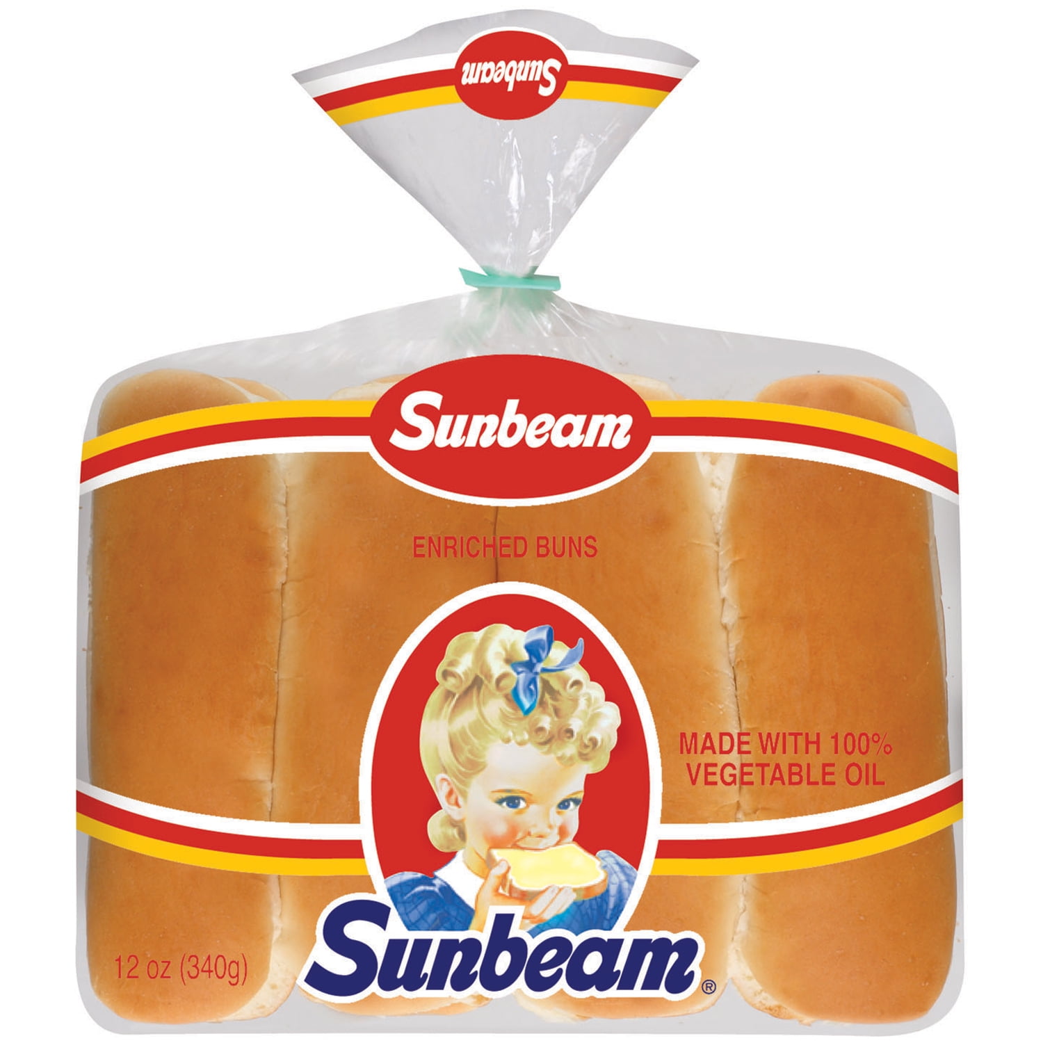Sunbeam White Hot Dog Buns, 12 oz, 8 Count - Walmart.com