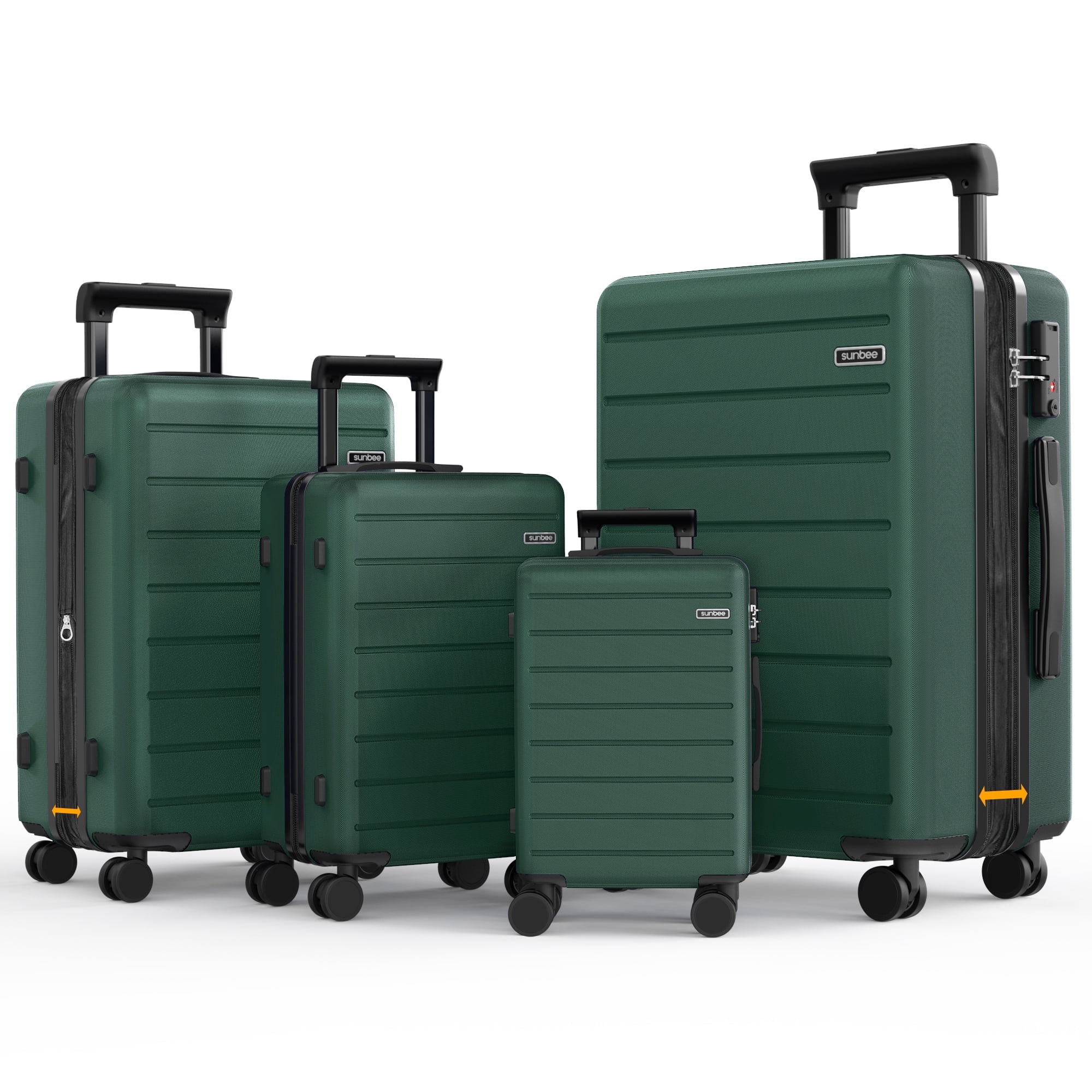 Sunbee 4-Piece Hard Shell Spinner Luggage Sets with TSA Lock, Green ...