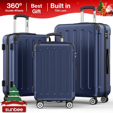 Sunbee 3 Piece Luggage Sets ABS Hardshell Hardside TSA Lock Lightweight ...