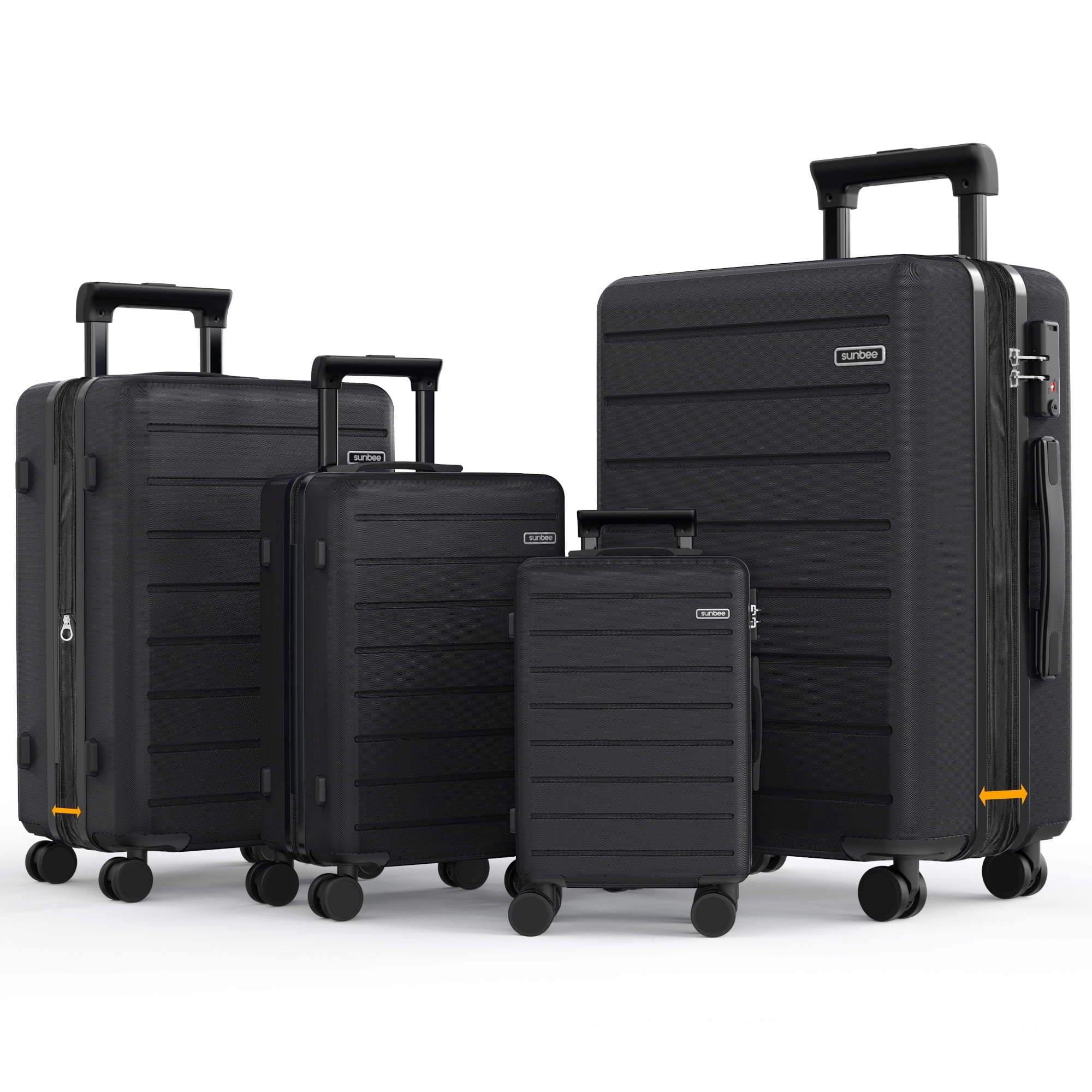 Sunbee 4-Piece Hardshell Suitcase Set, Durable ABS, Spinner Double ...