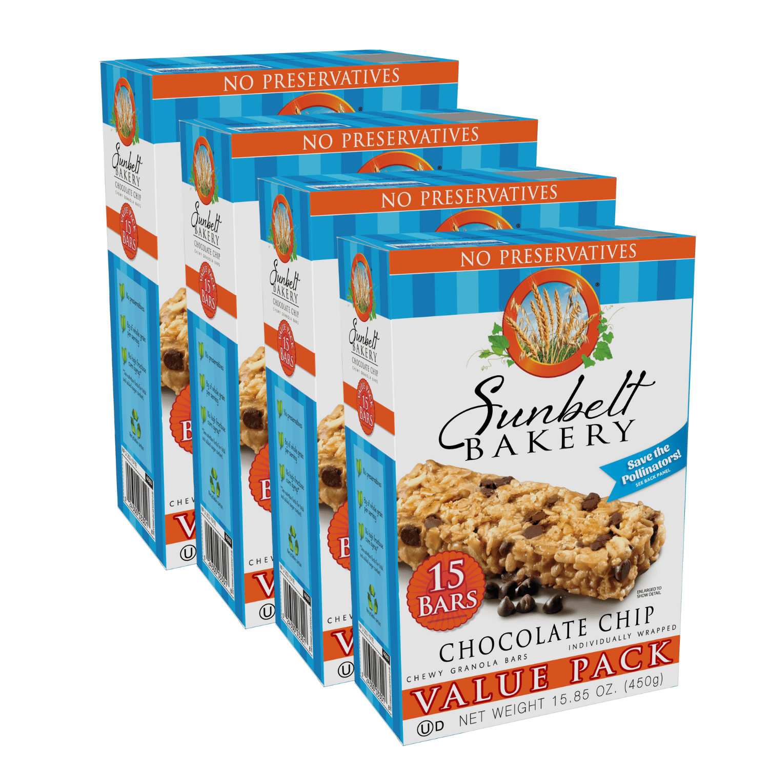 Sunbelt Bakery Chocolate Chip Chewy Granola Bars Value Pack, 4 Boxes ...