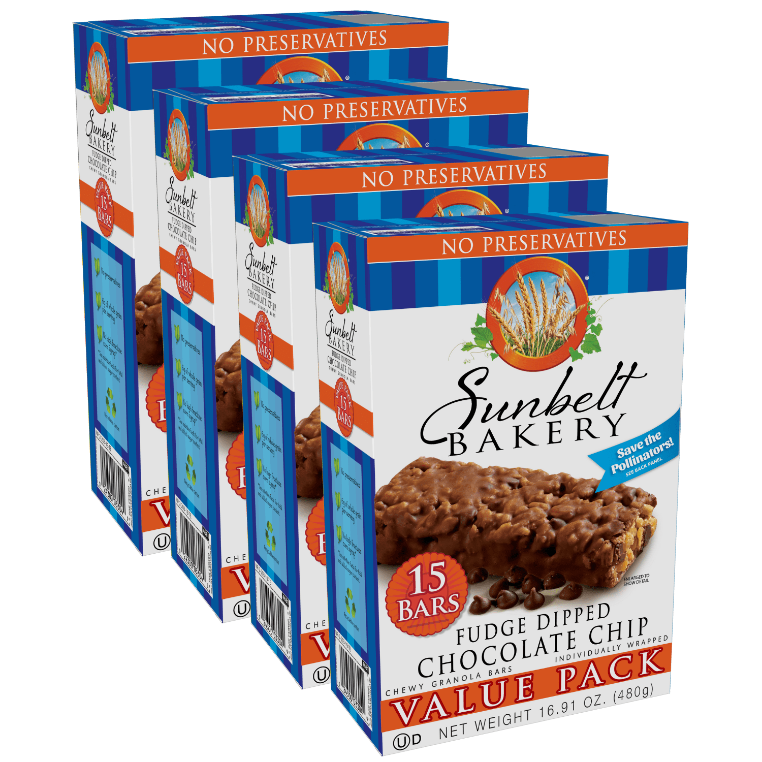 Sunbelt Bakery Fudge Dipped Chocolate Chip Chewy Granola Bars Value ...