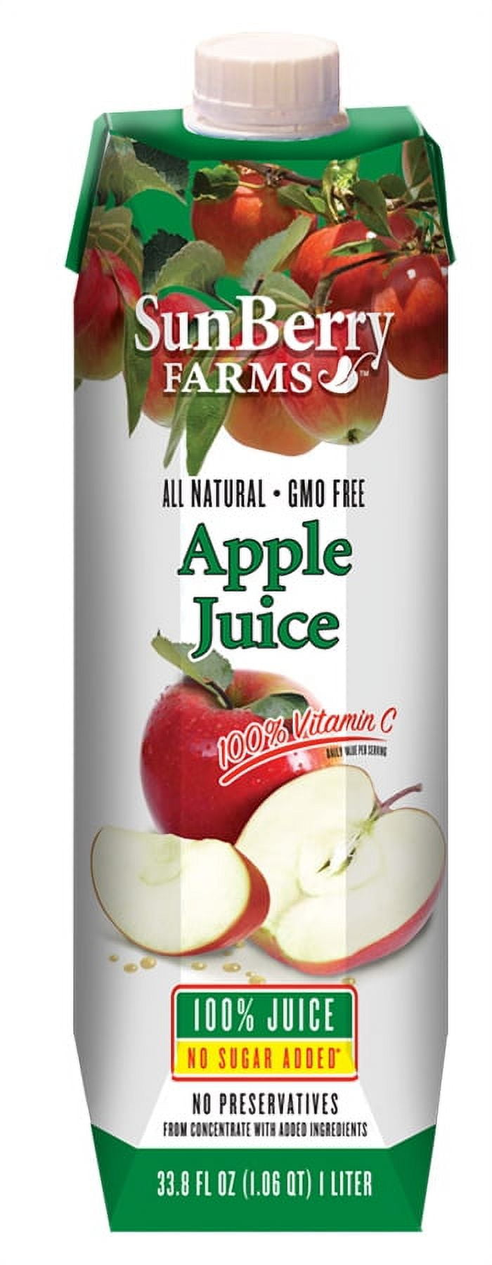 Sunberry Farms Apple Juice 100%, 33.8 oz - Case of 12 - Walmart.com