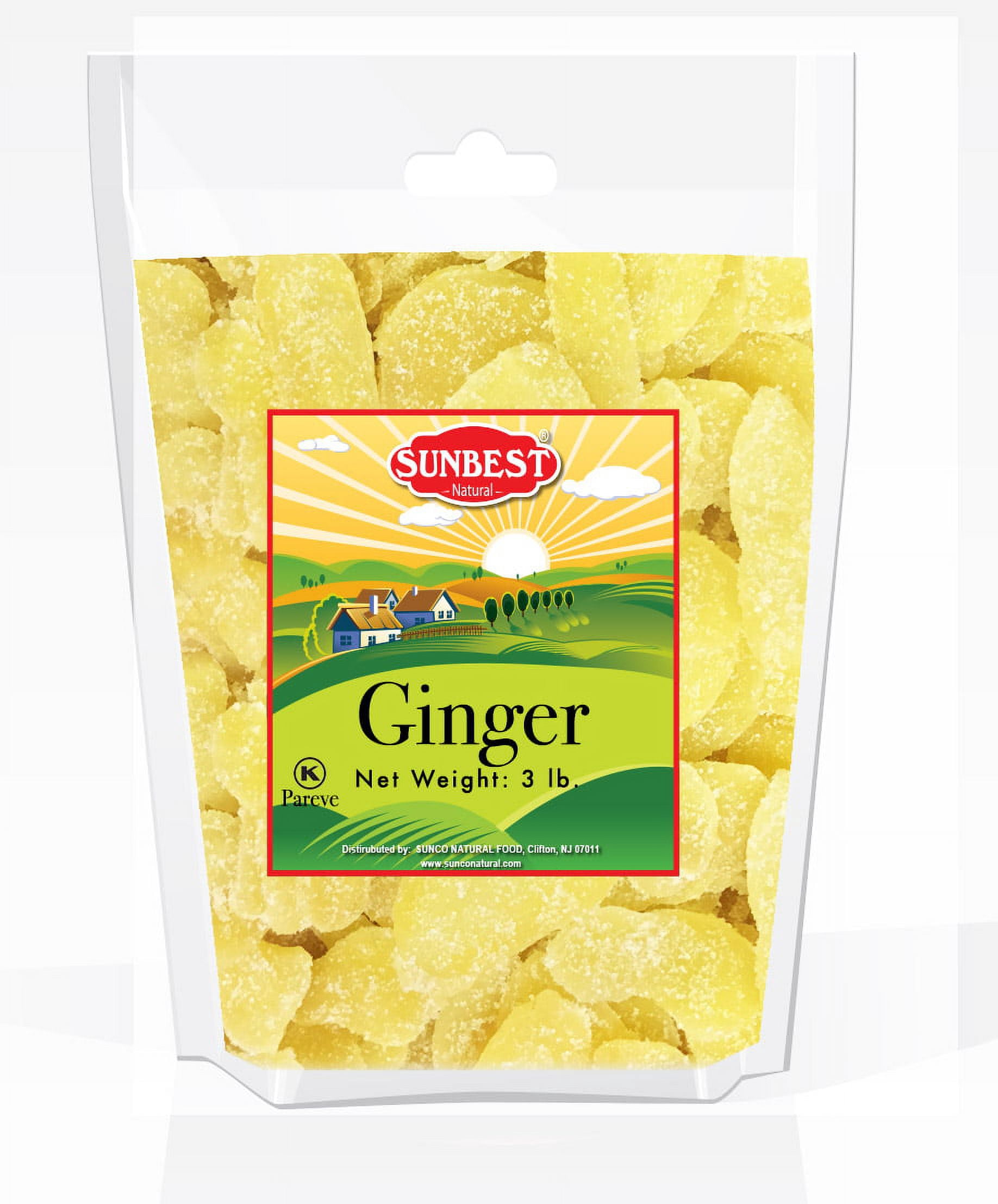 Sunbest Dried Crystallized Ginger Slices 3 Lb in Resealable Bag (48 Oz ...