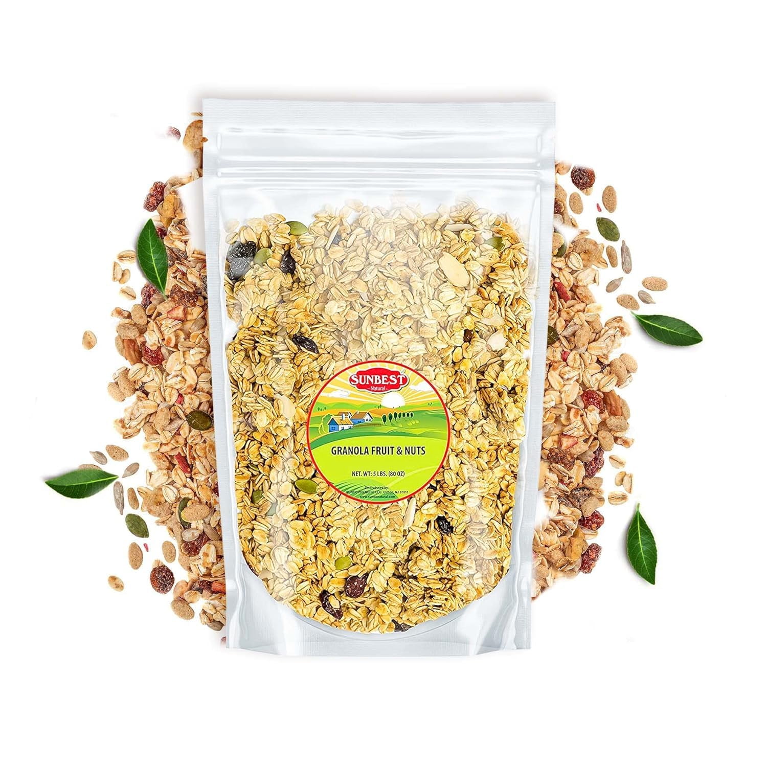 Sunbest Natural Fruit & DEF29 Nut Granola - 5 lb Bulk Bag - Crunchy ...