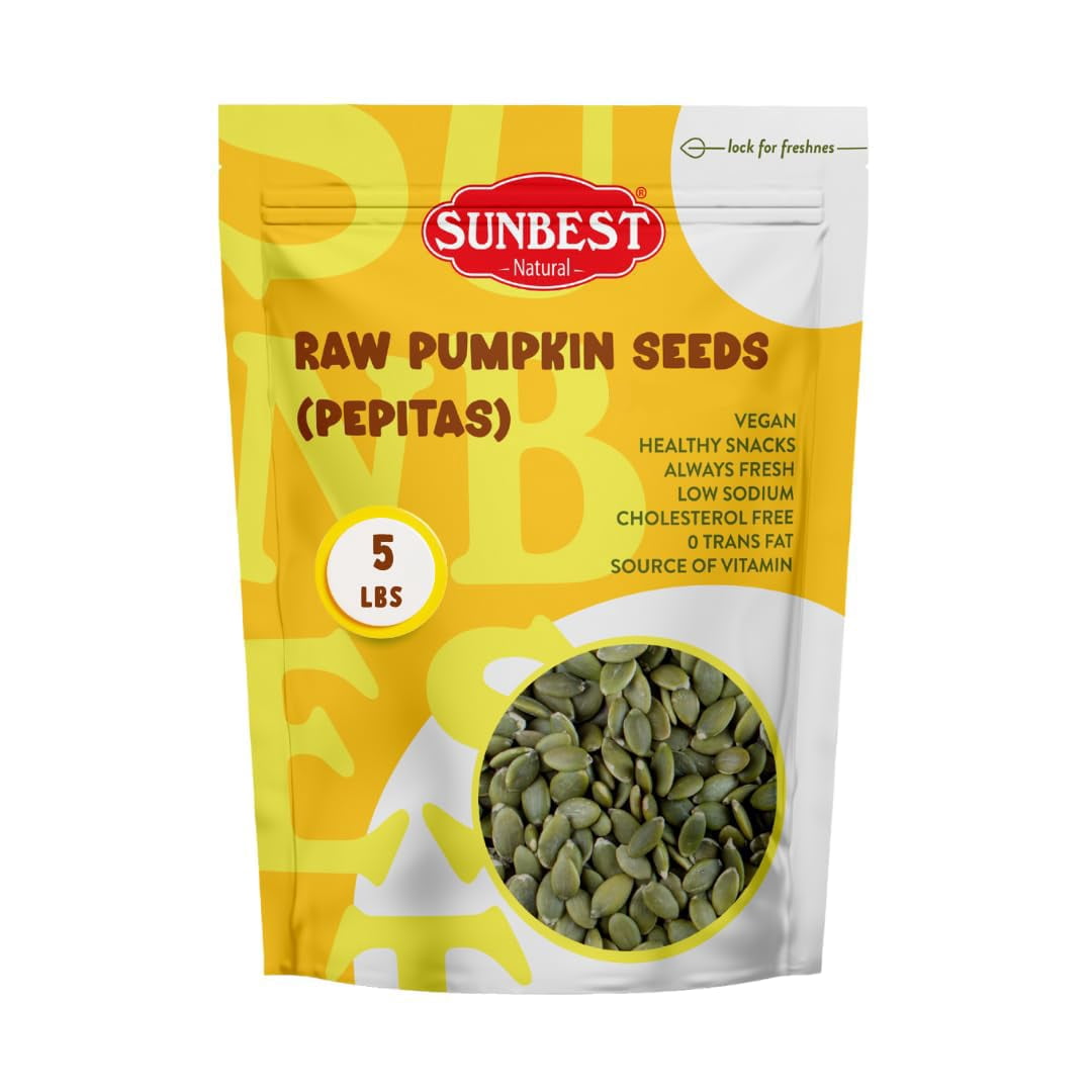 Sunbest Natural Raw Pumpkin IEF31 Seeds - 5 lb Bulk Bag (80 oz ...