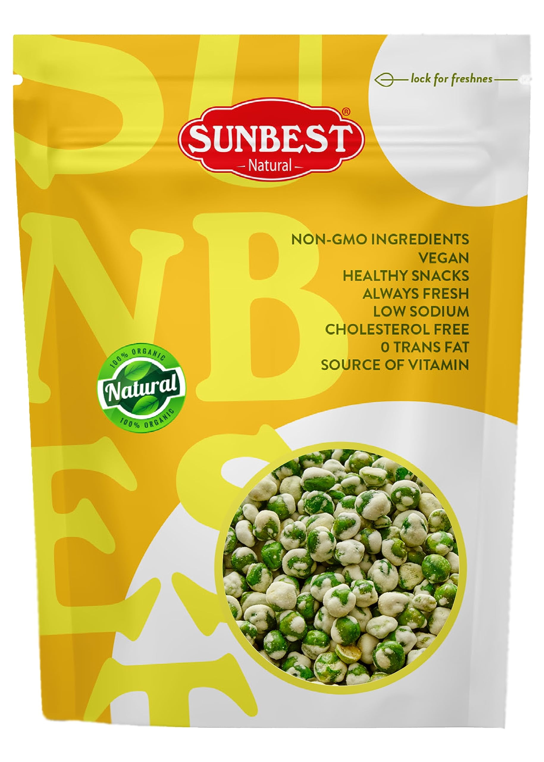 Sunbest Natural - Wasabi CM31 Peas, Whole Green Peas Spicy Snacks for ...