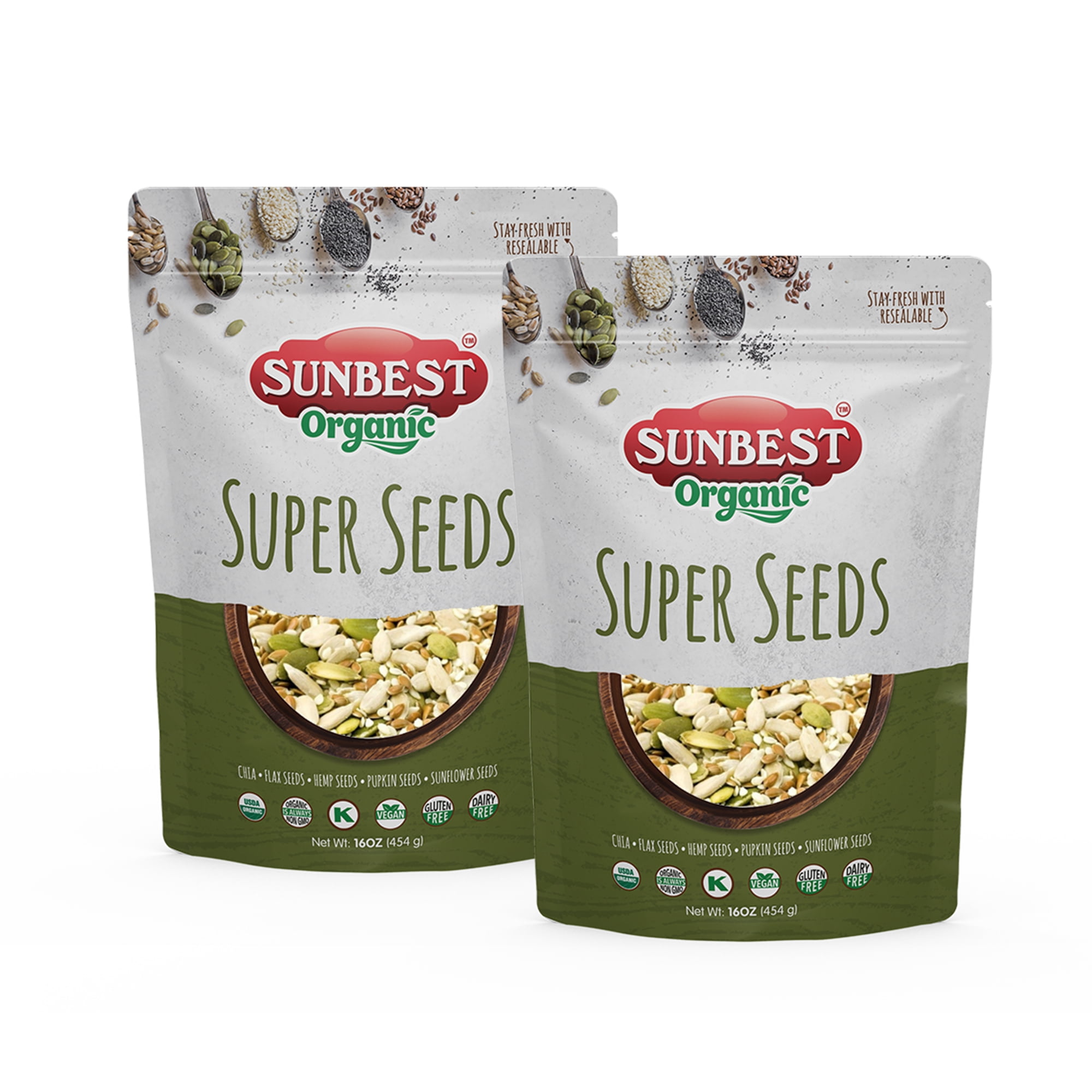 Sunbest Organic Super Seeds Salad Toppings, Pack of 2 16oz - Walmart.com