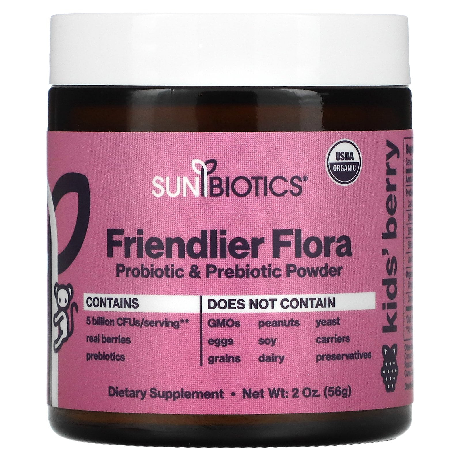 Sunbiotics Kids! Friendlier Flora, Probiotic & Prebiotic Powder, Berry ...