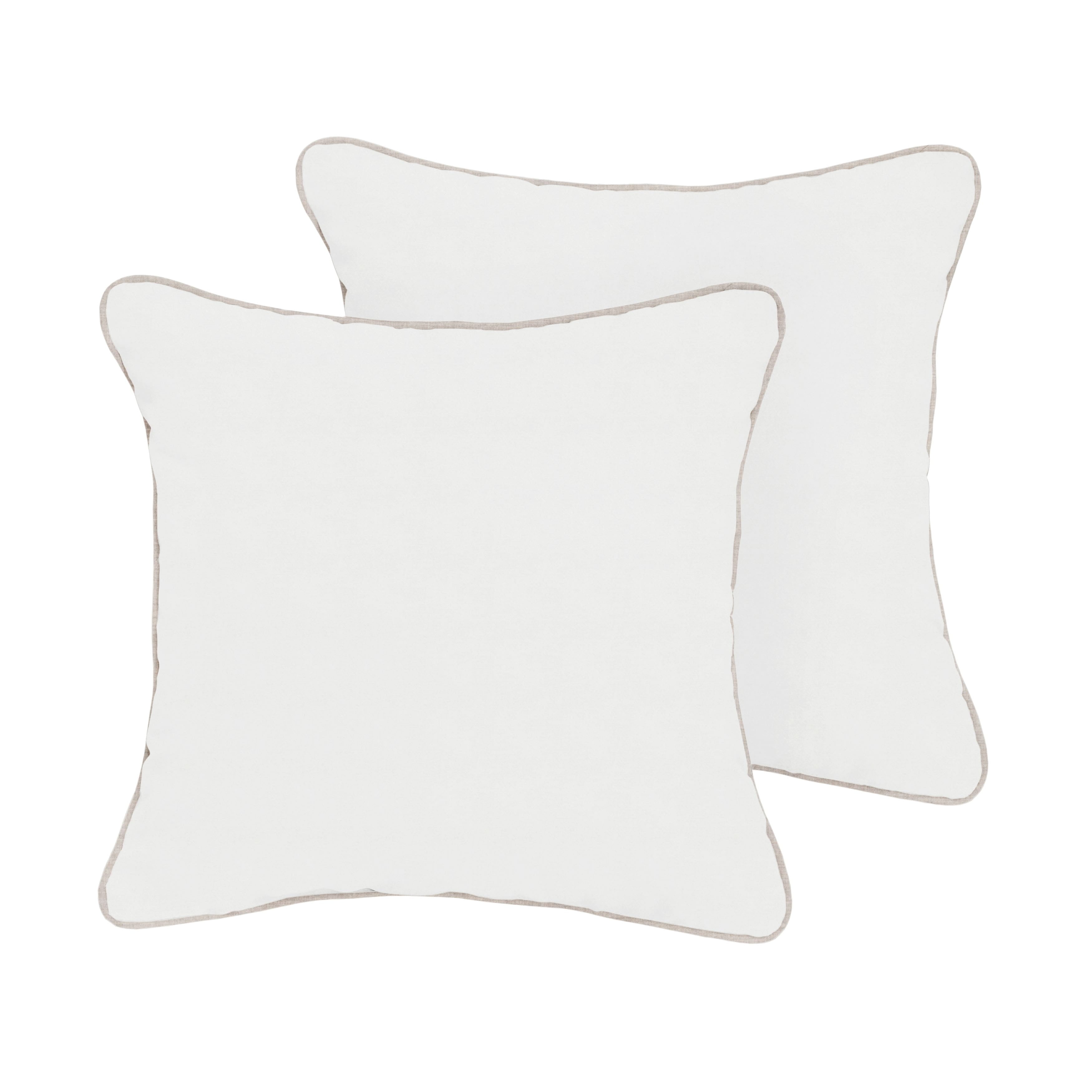 Sunbrella Canvas Natural/ Cast Silver Corded Indoor/ Outdoor Pillow Set ...