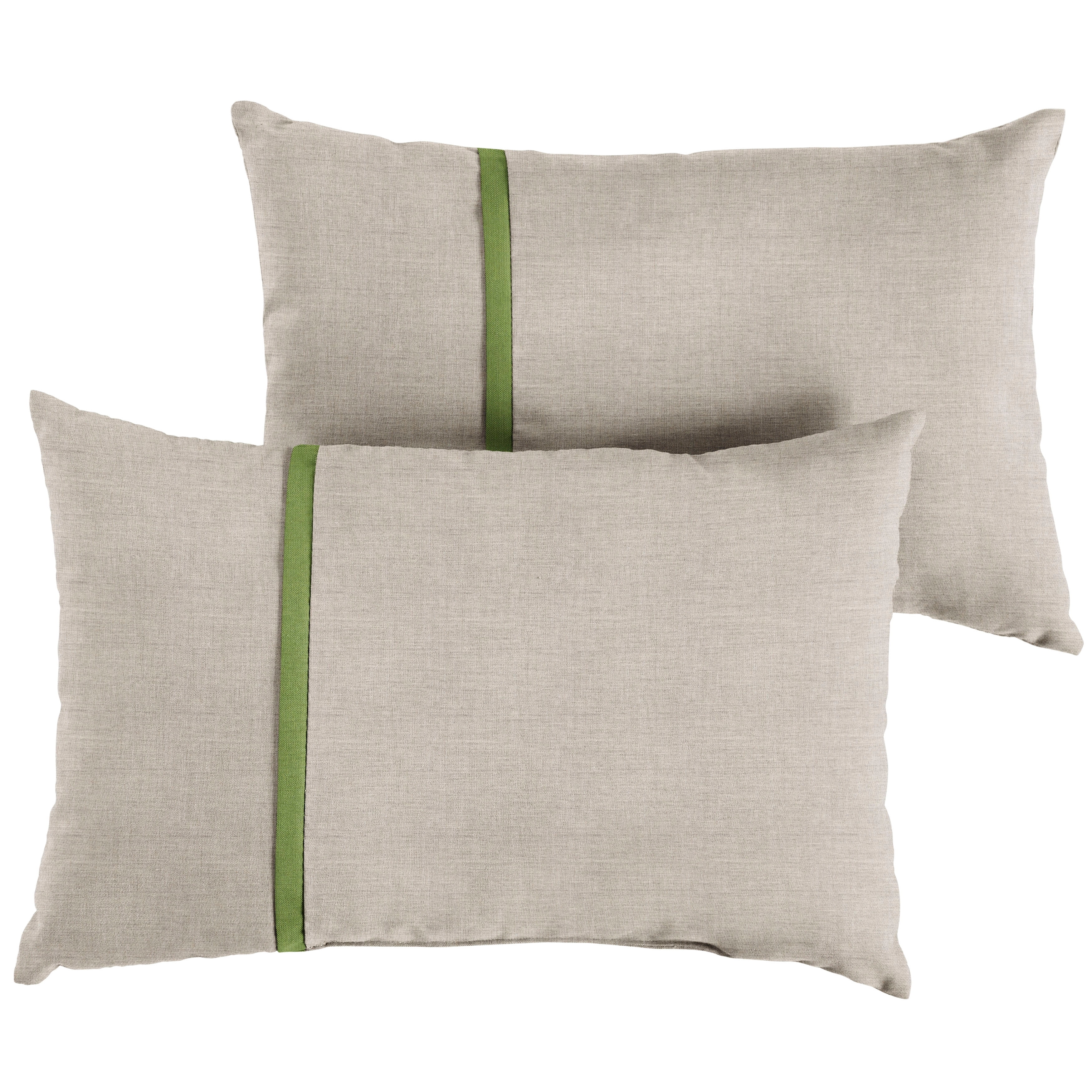 Sunbrella Cast Silver with Cilantro Green Piping Deatil Indoor/Outdoor ...