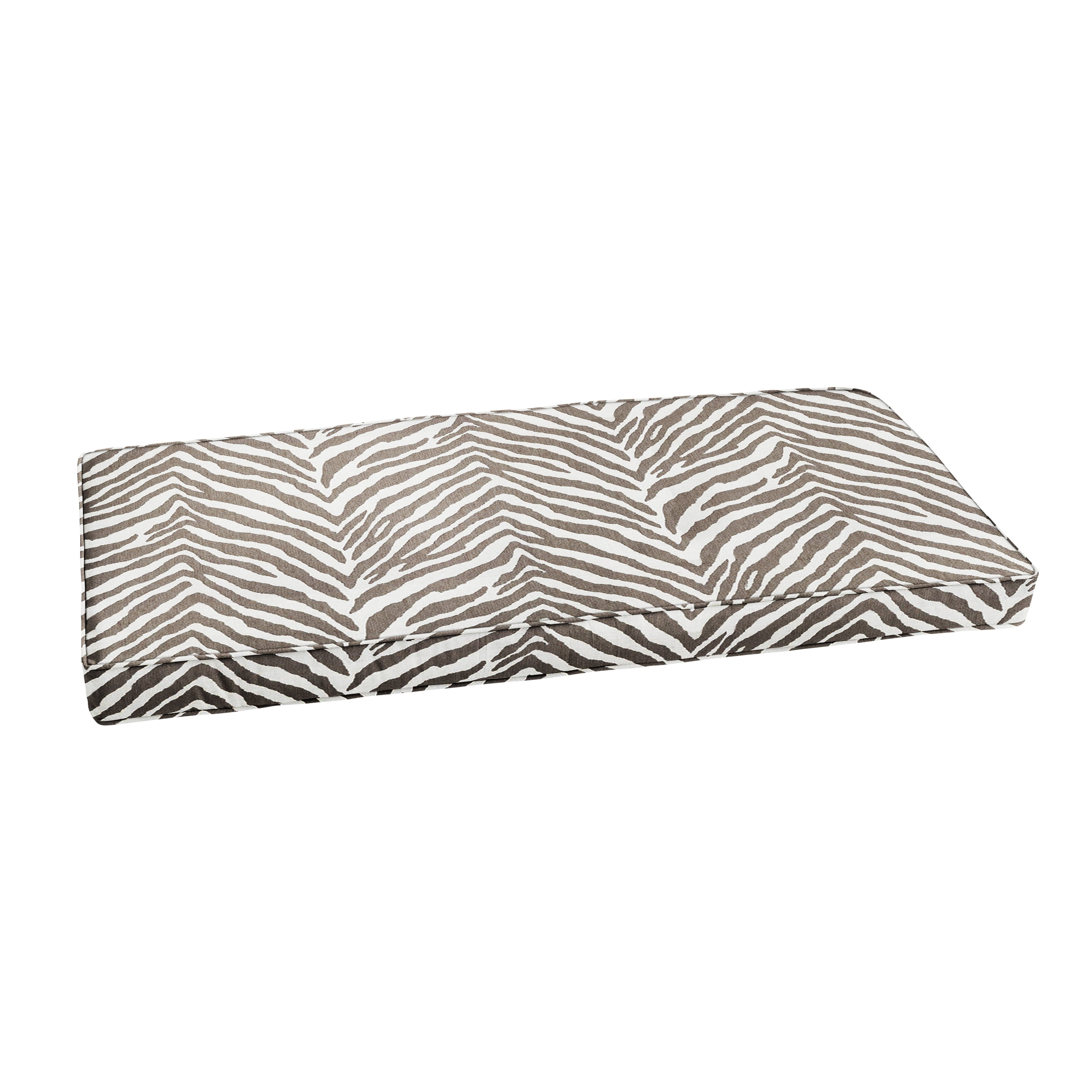 Sunbrella Grey Zebra Indoor/Outdoor Bench Cushion, Corded 56" x 19.5" x ...