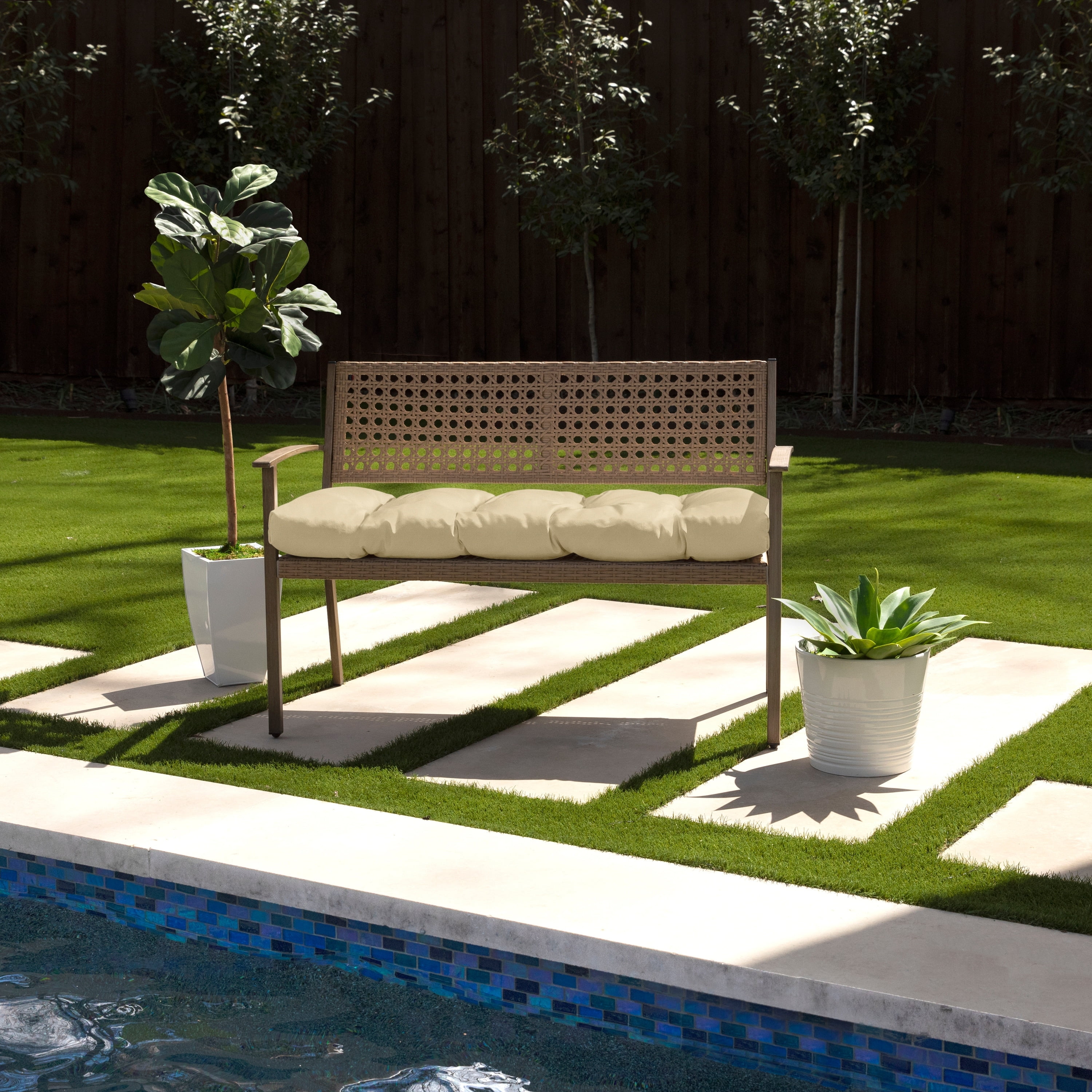 Sunbrella Sorra Home Canvas Indoor/Outdoor Tufted Bench Cushion 60 x 19 ...