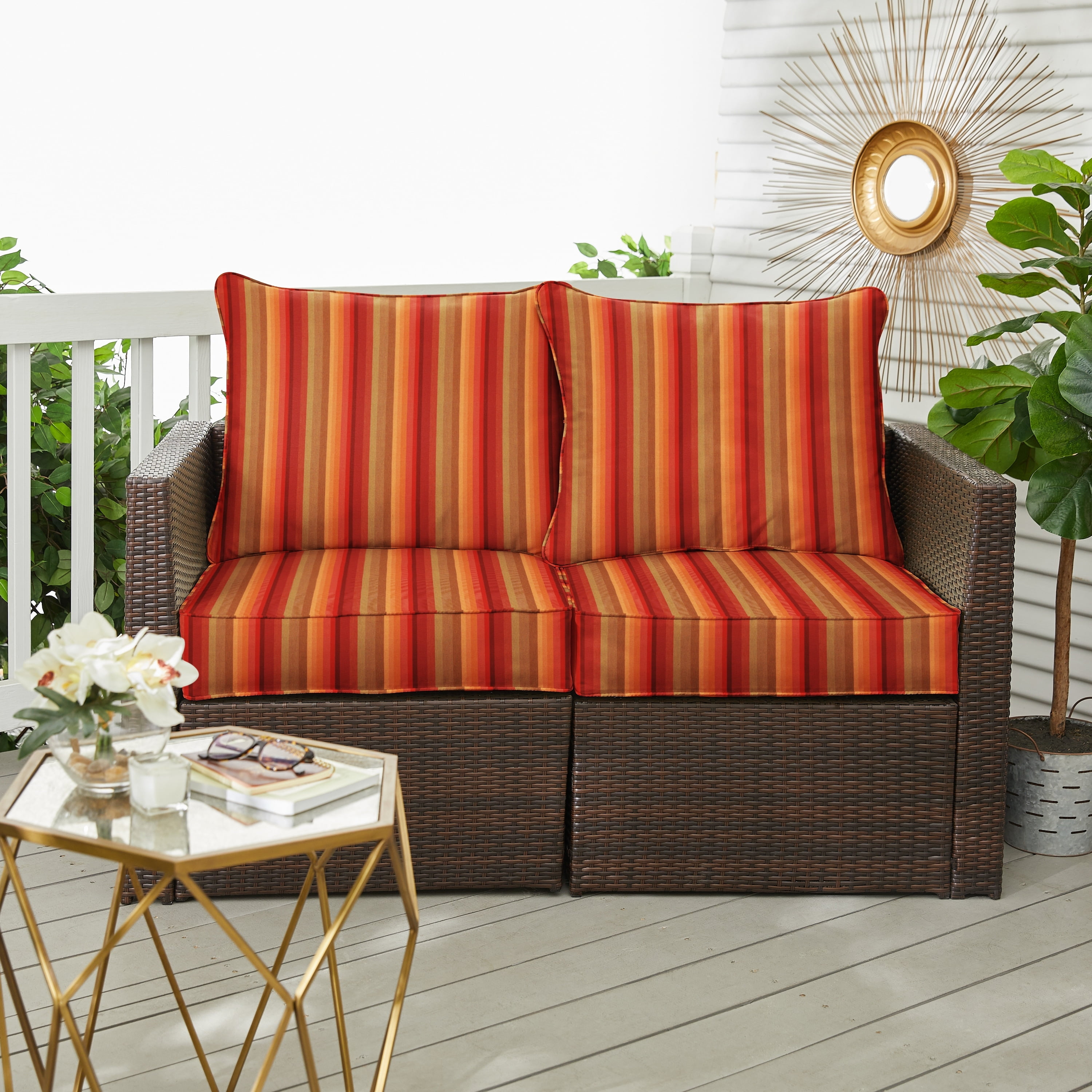 Sunbrella Sorra Home Outdoor Loveseat Pillow And Cushion Set 25 In W X