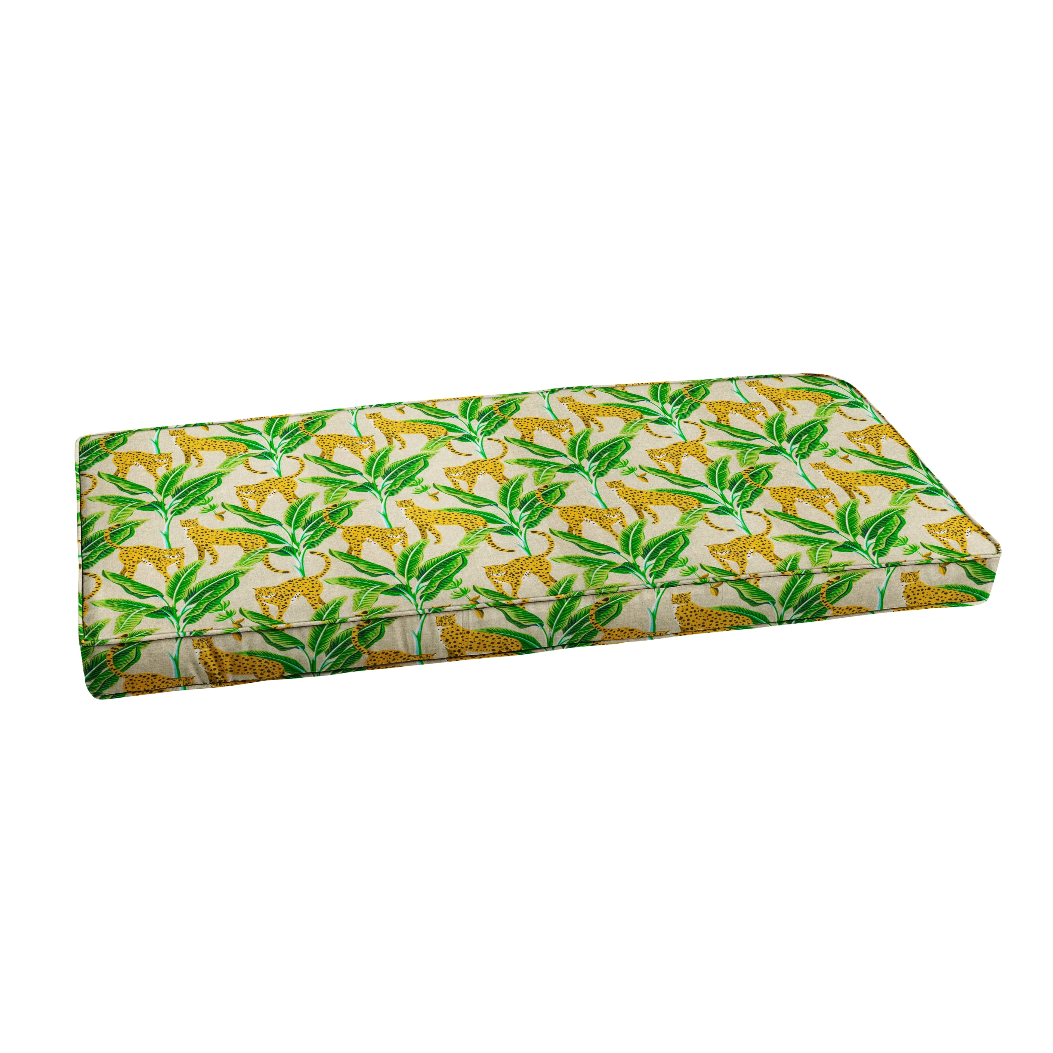 Sunbrella Yellow Cheetah Corded Indoor/ Outdoor Bench Cushion 42 in x ...