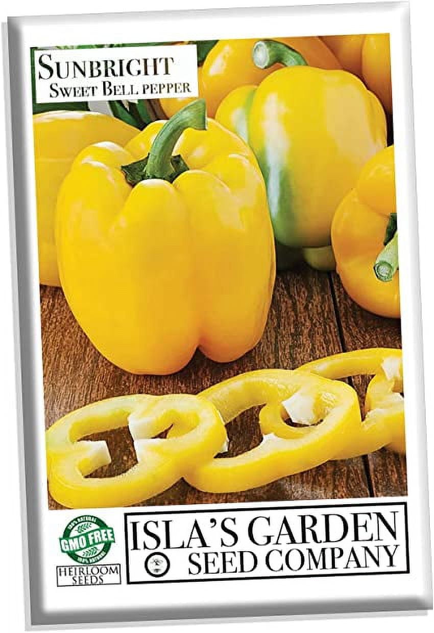 "Sunbright" Yellow Sweet Bell Pepper Seeds for Planting, 50+ Heirloom ...