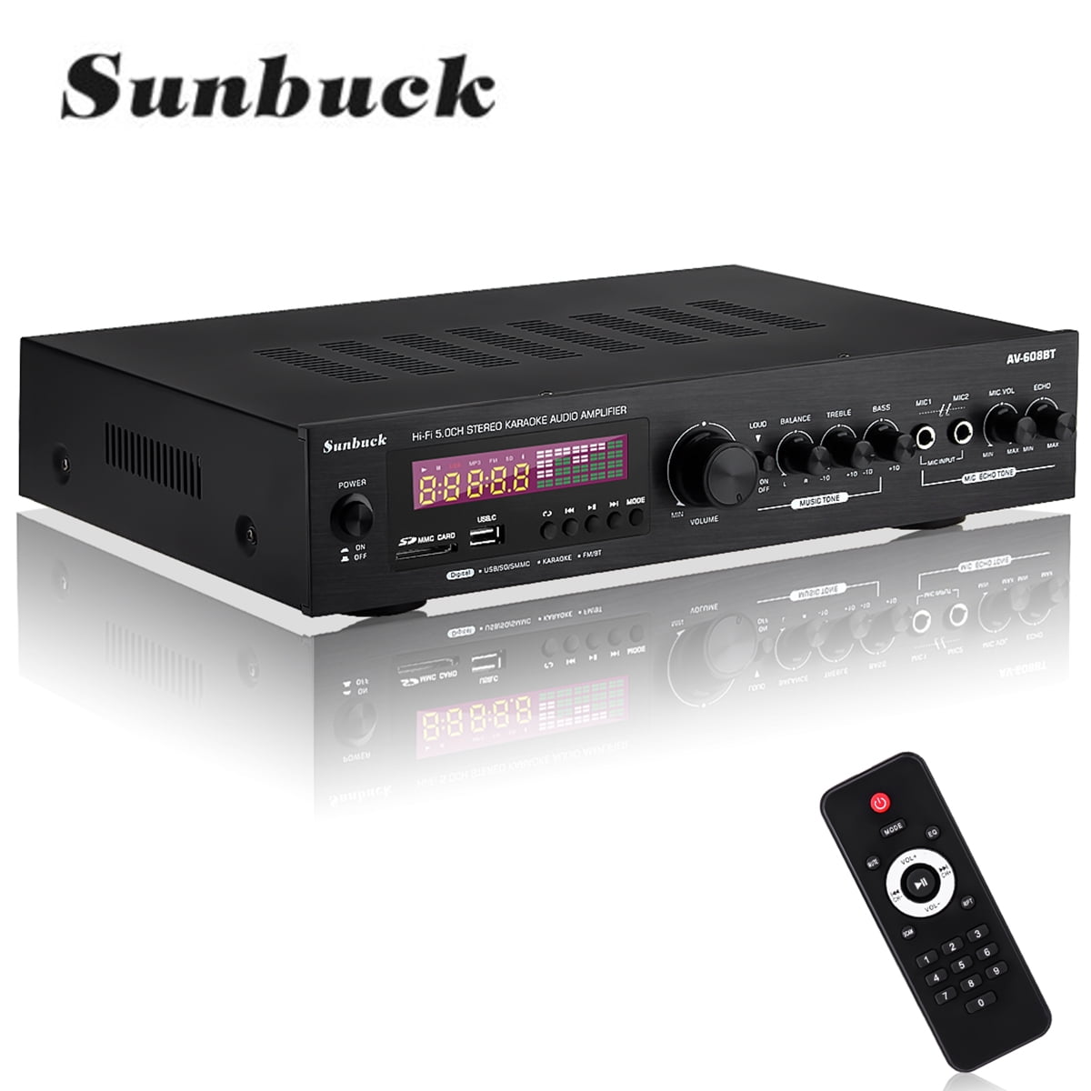 Sunbuck 2000W Bluetooth Home Audio Amplifier, 5-Channel Stereo Receiver ...