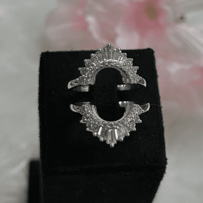 Sunburst 2.10Ct. Baguette Ring Guard 925 Sterling Silver Wedding Ring ...