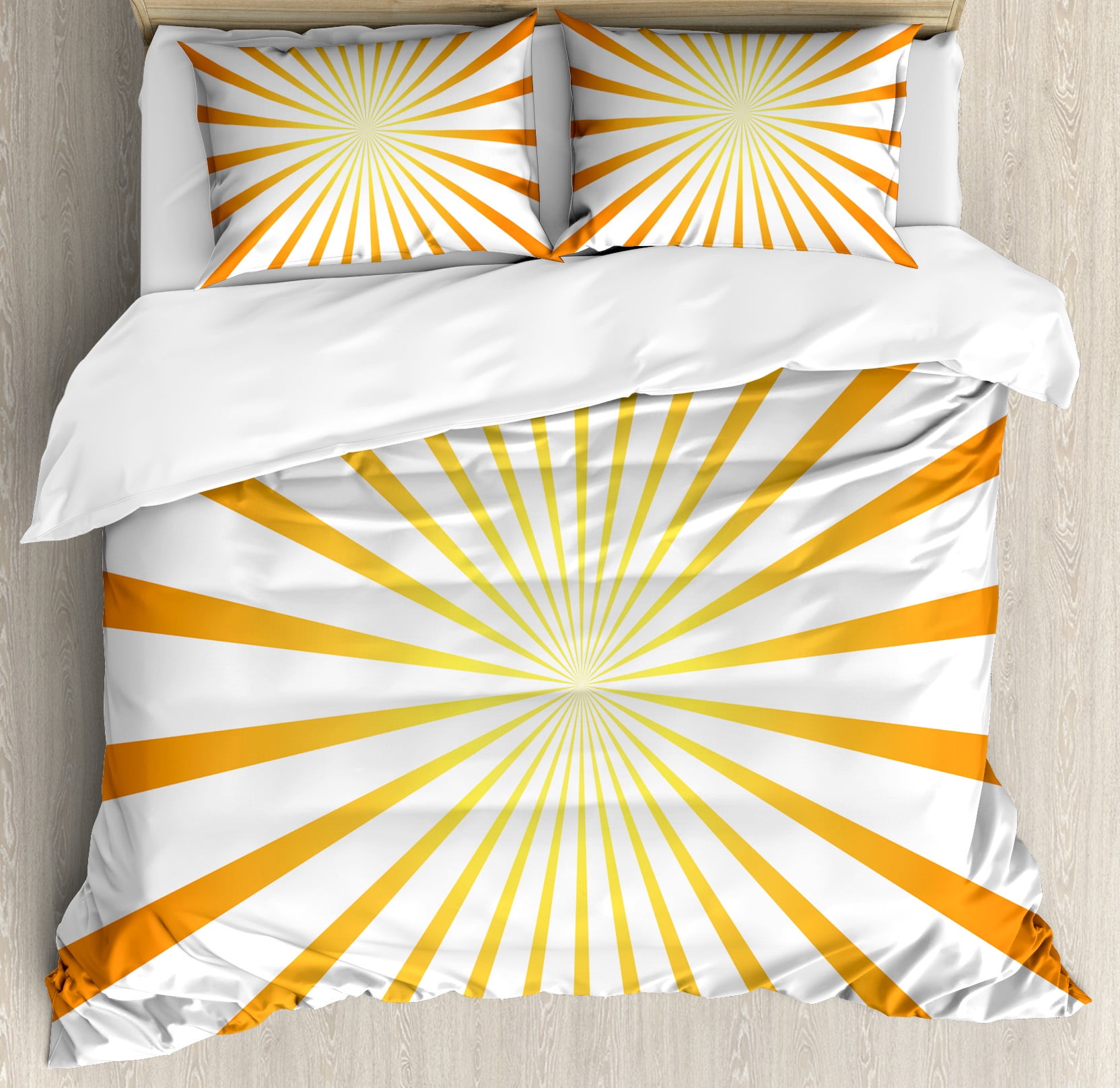 Sunburst Duvet Cover Set, Illustration of Radial Sun Rays in Warm ...