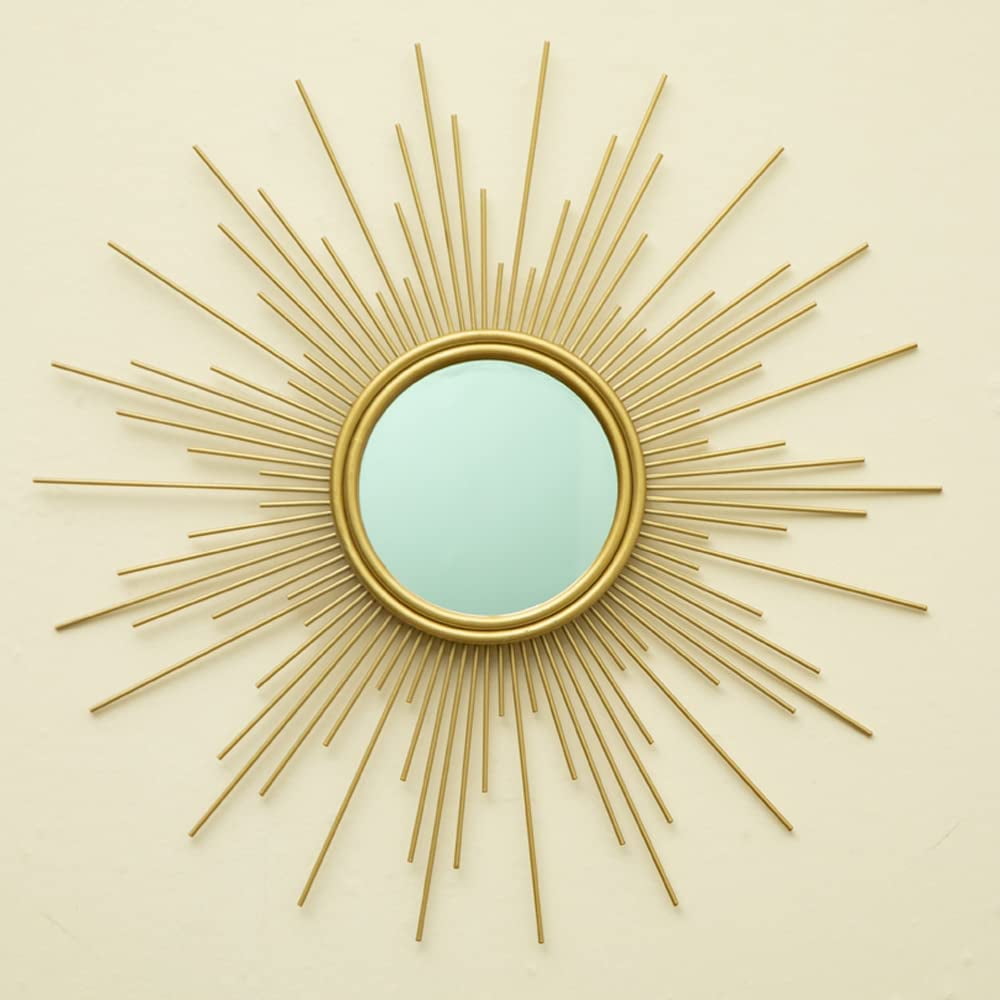 Sunburst Mirror, 24" Boho Mirror, Gold Sun Decorative Mirrors for Wall ...