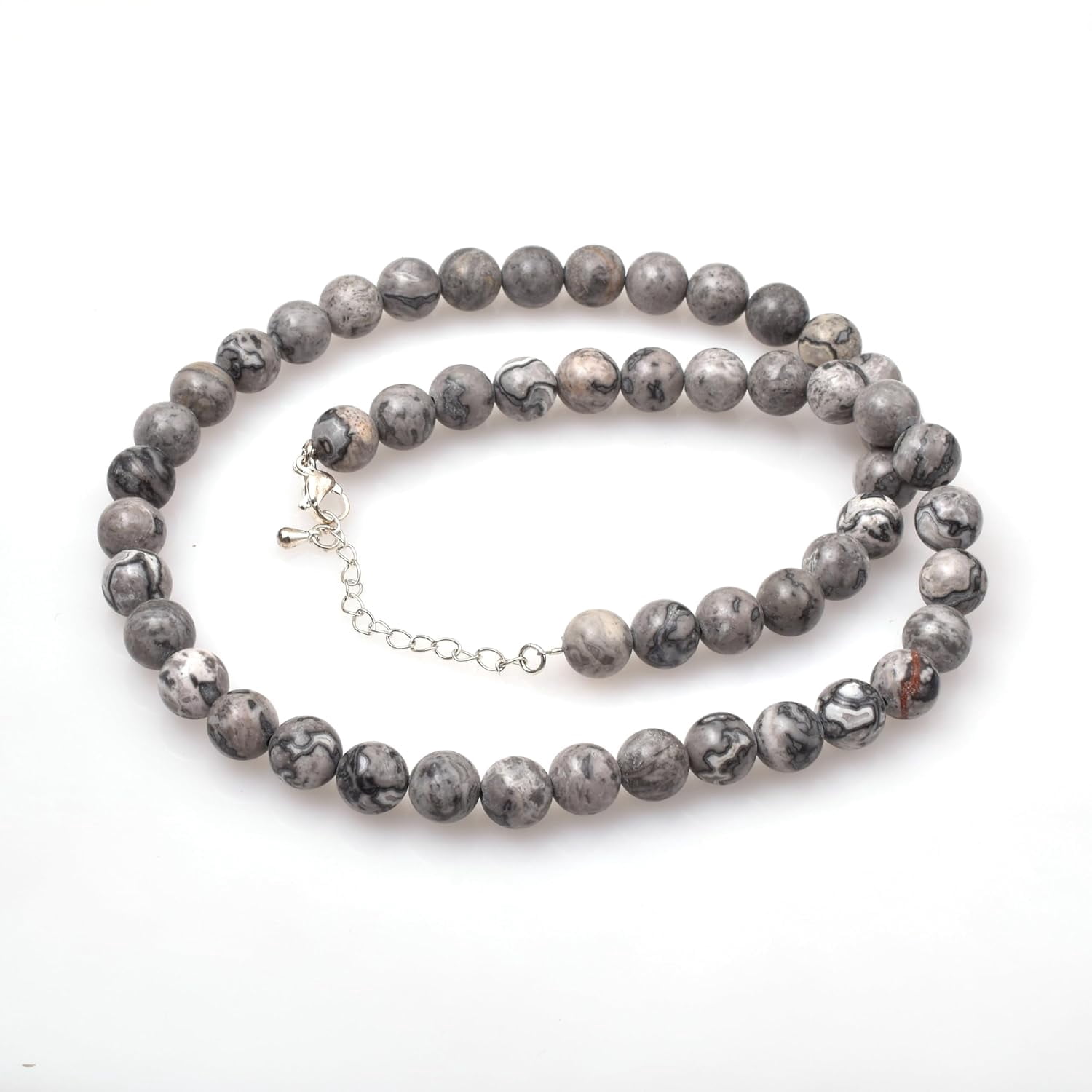 Sunburst Natural Grey Map Jasper Gemstone 8 MM Round Smooth Beads ...