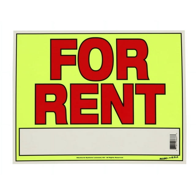Sunburst Systems 3647 For Rent Sign with Blank Space for Writing, and ...
