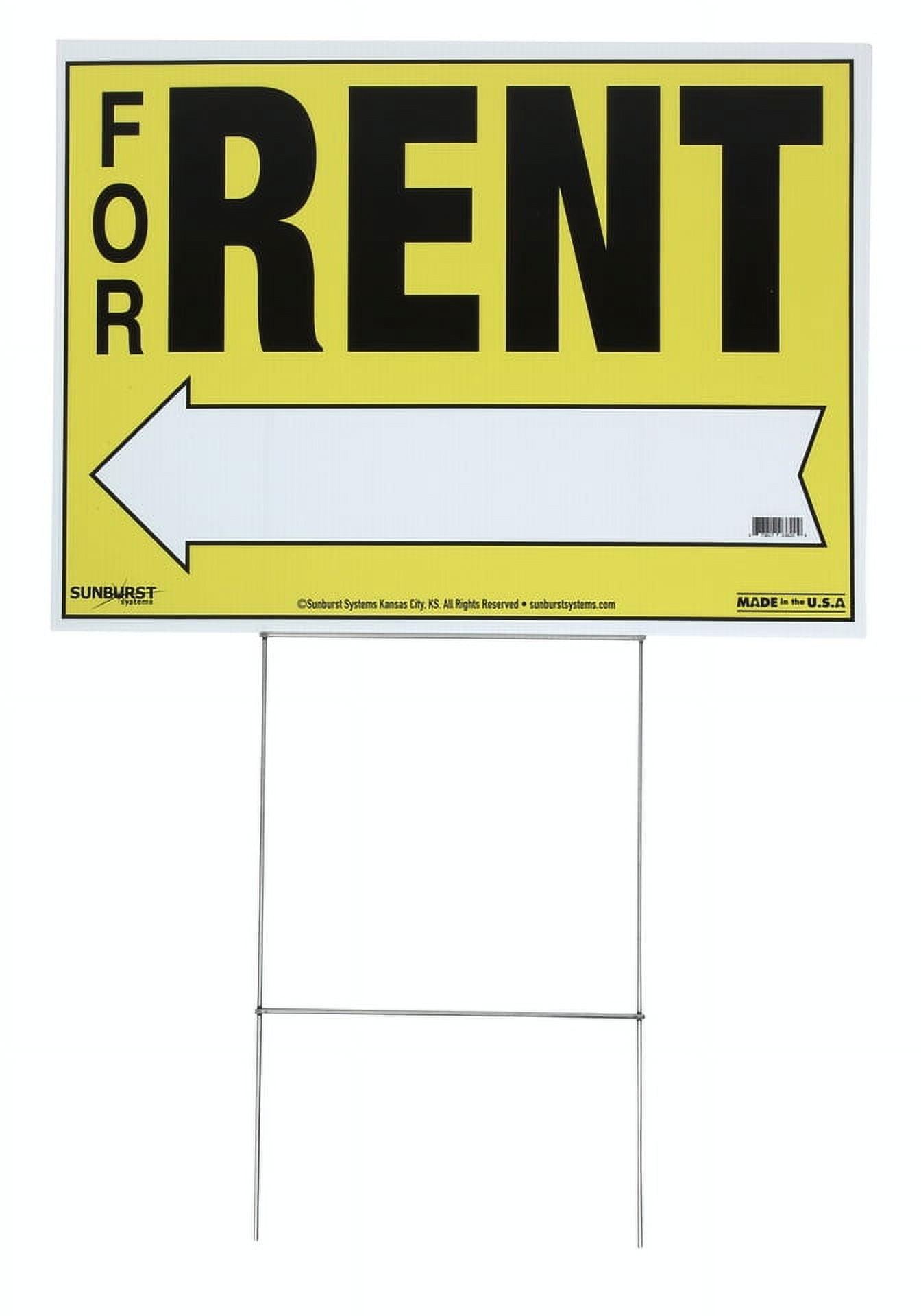 Sunburst Systems Rent Plastic Sign with Directional Arrow - Walmart.com