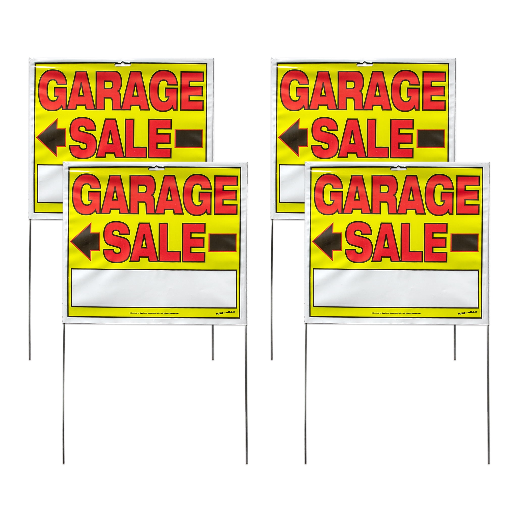 Sunburst Systems 3960 4-Pack 14" x 22" Double-Sided Garage Sale Signs ...