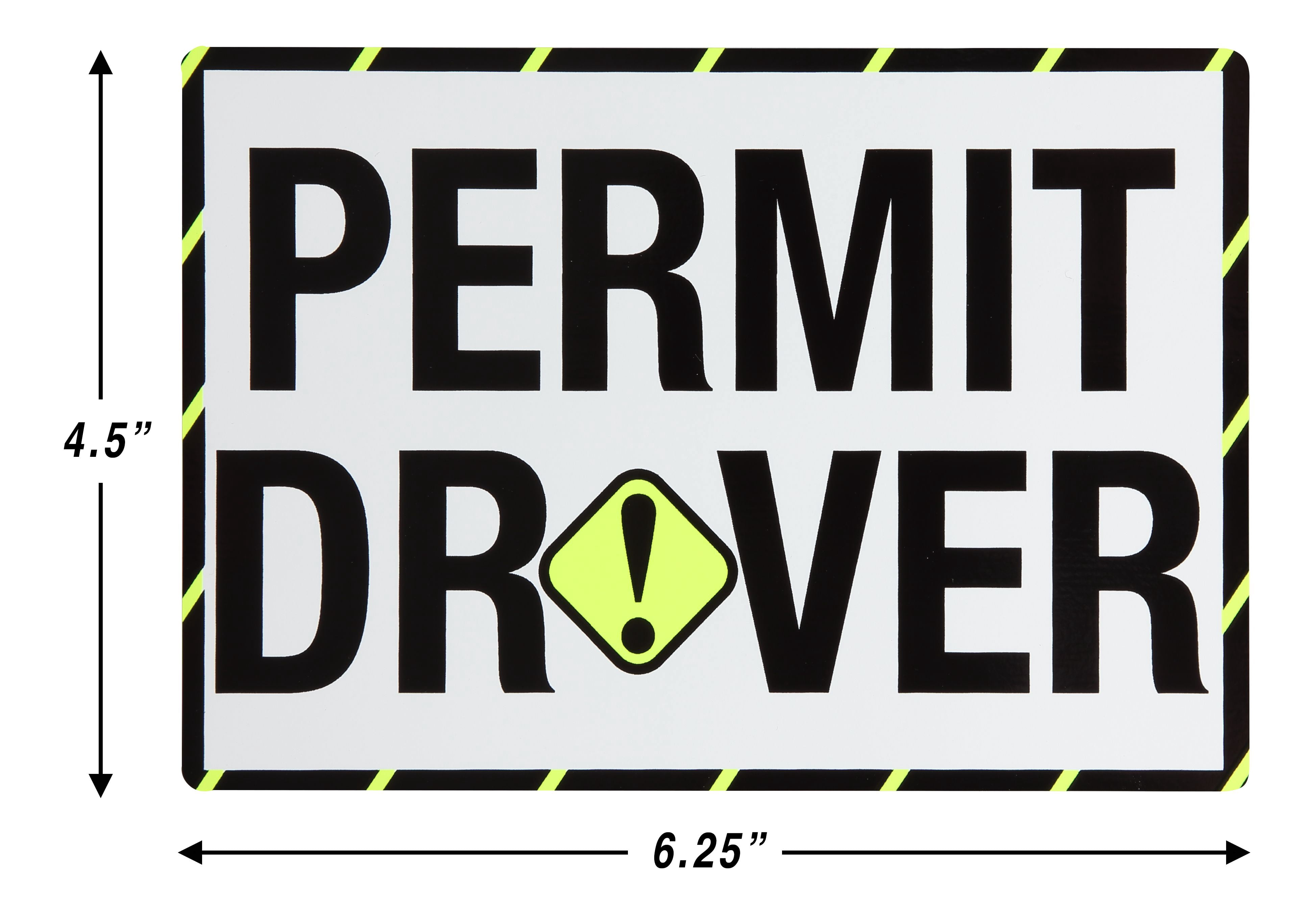 Sunburst Systems 5148 Permit Driver Decal, 8.5" x 5", Black & Yellow ...