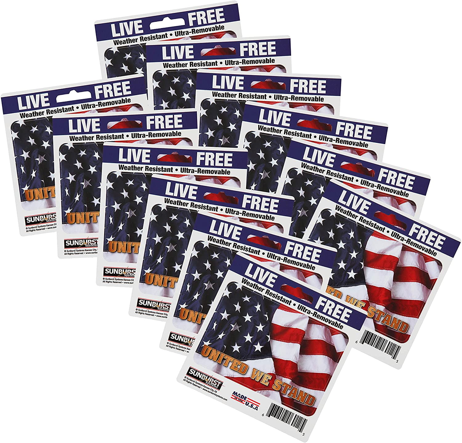 Sunburst Systems 6212 United We Stand Flag Decal, Weather-Resistant ...