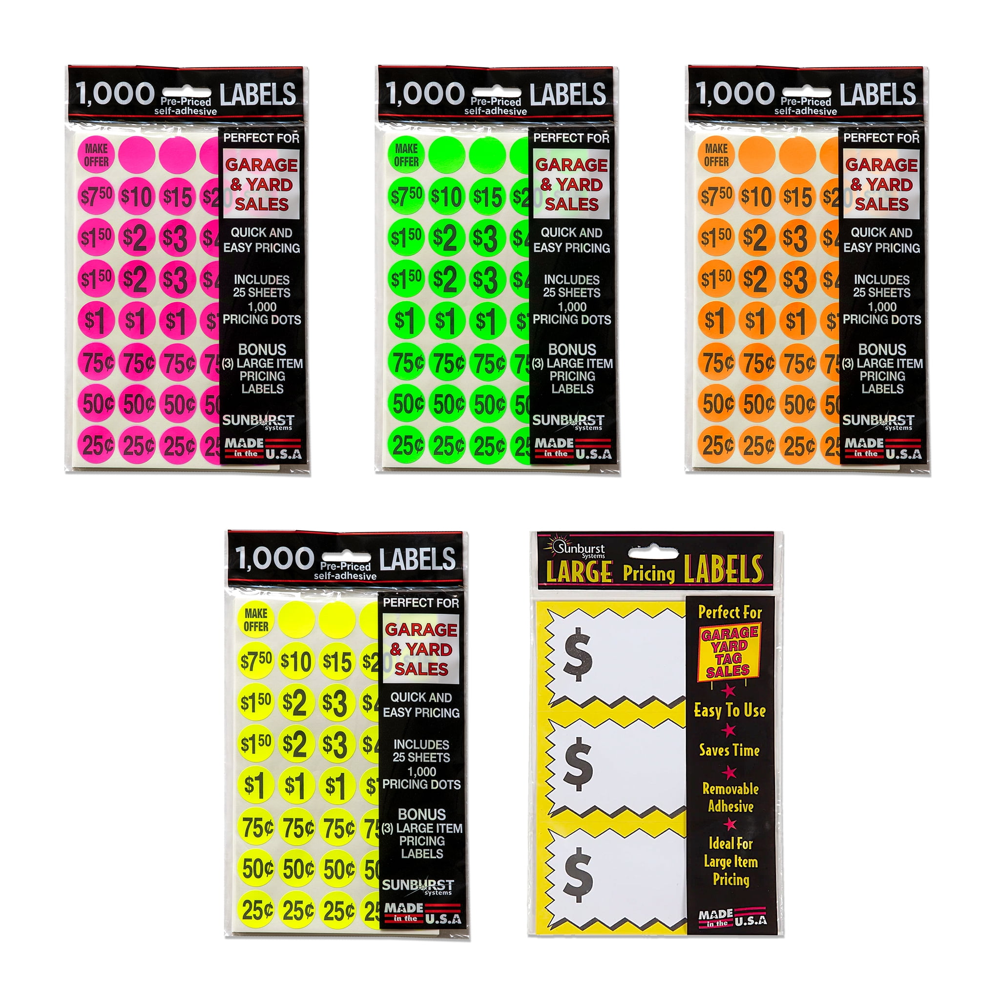 Sunburst Systems 7040 Garage Sale Stickers, mulitcolor Yard Sale ...