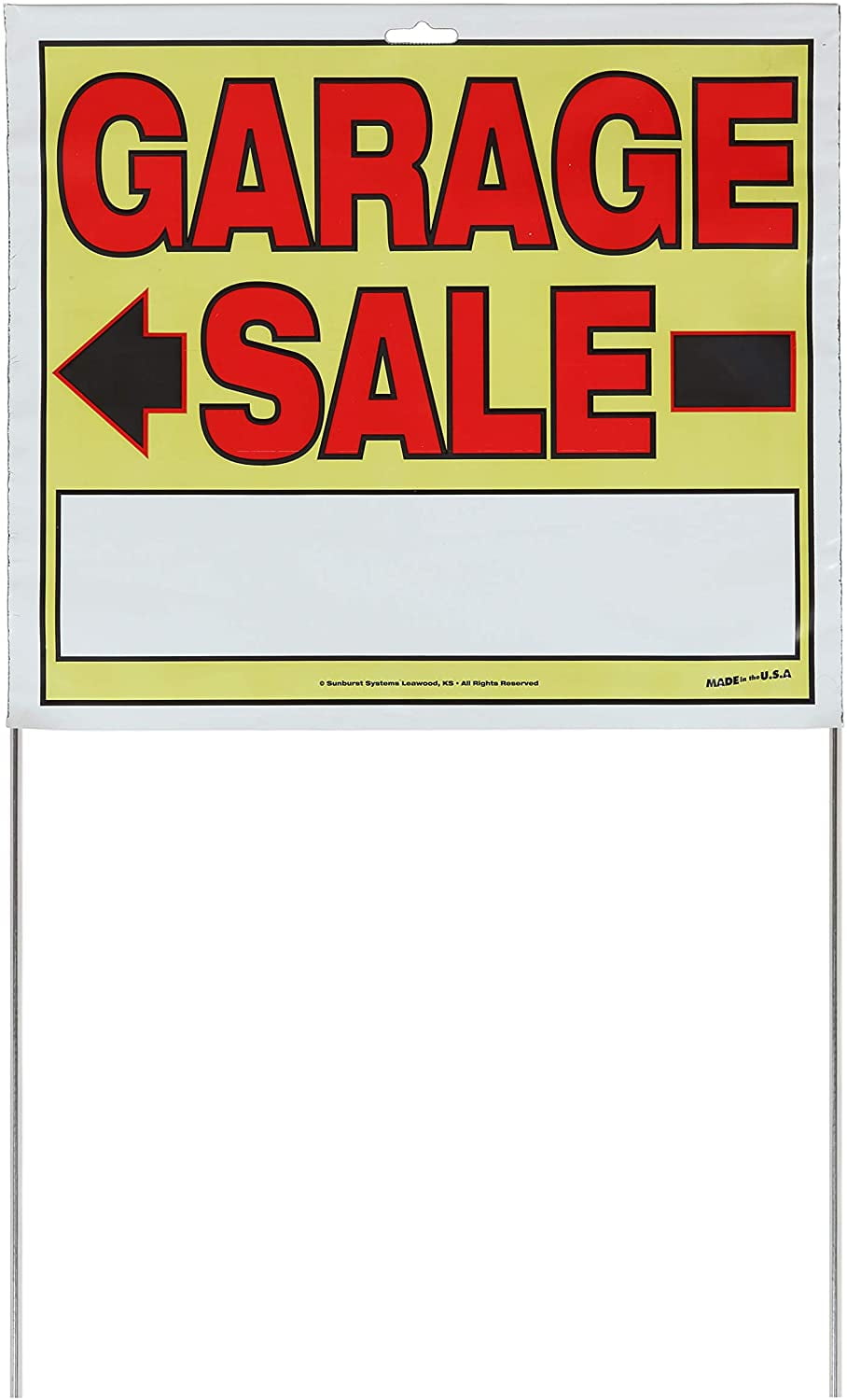 Sunburst Systems Double Sided 14" x 22" Garage Sale Sign with 22" U ...