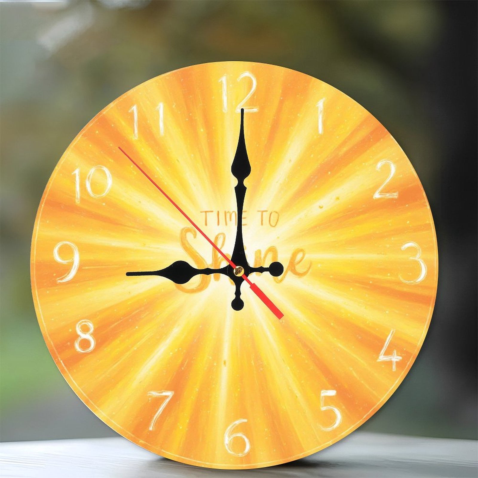 Sunburst Wall Clock Yellow Inspirational Home Decor 10-Inch Silent ...