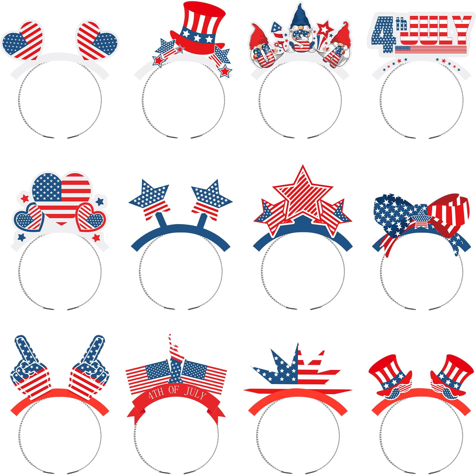 Suncalla 24 Pcs 4th of July Headbands Patriotic Headbands Independence ...