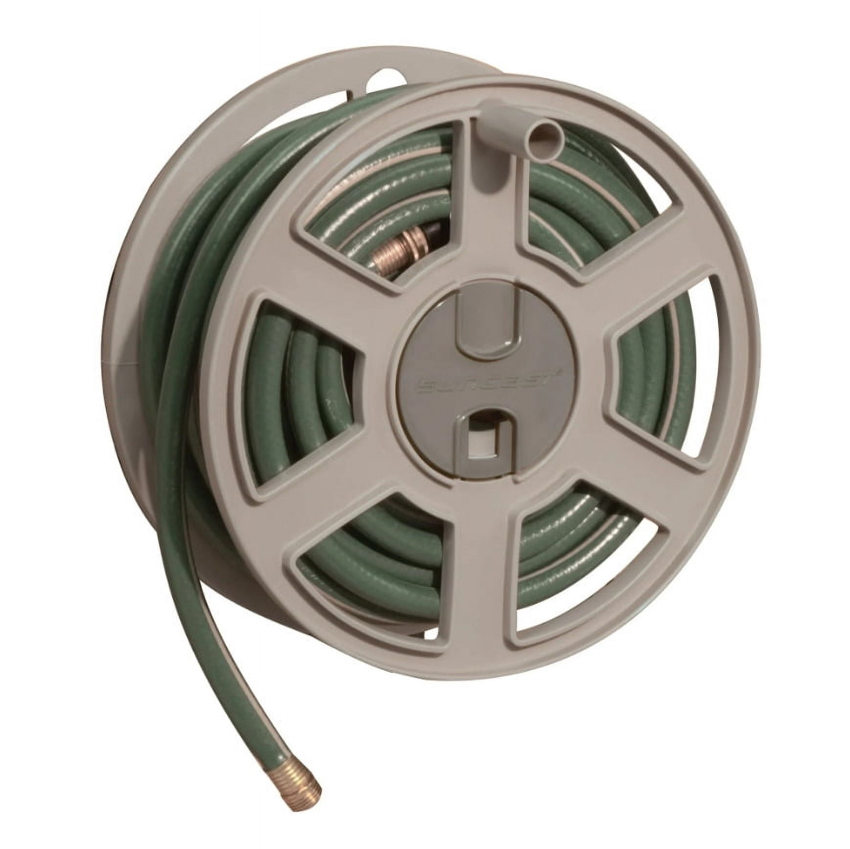Suncast 100 ft. Sidewinder Wall Mounted Resin Hose Reel with Leader ...