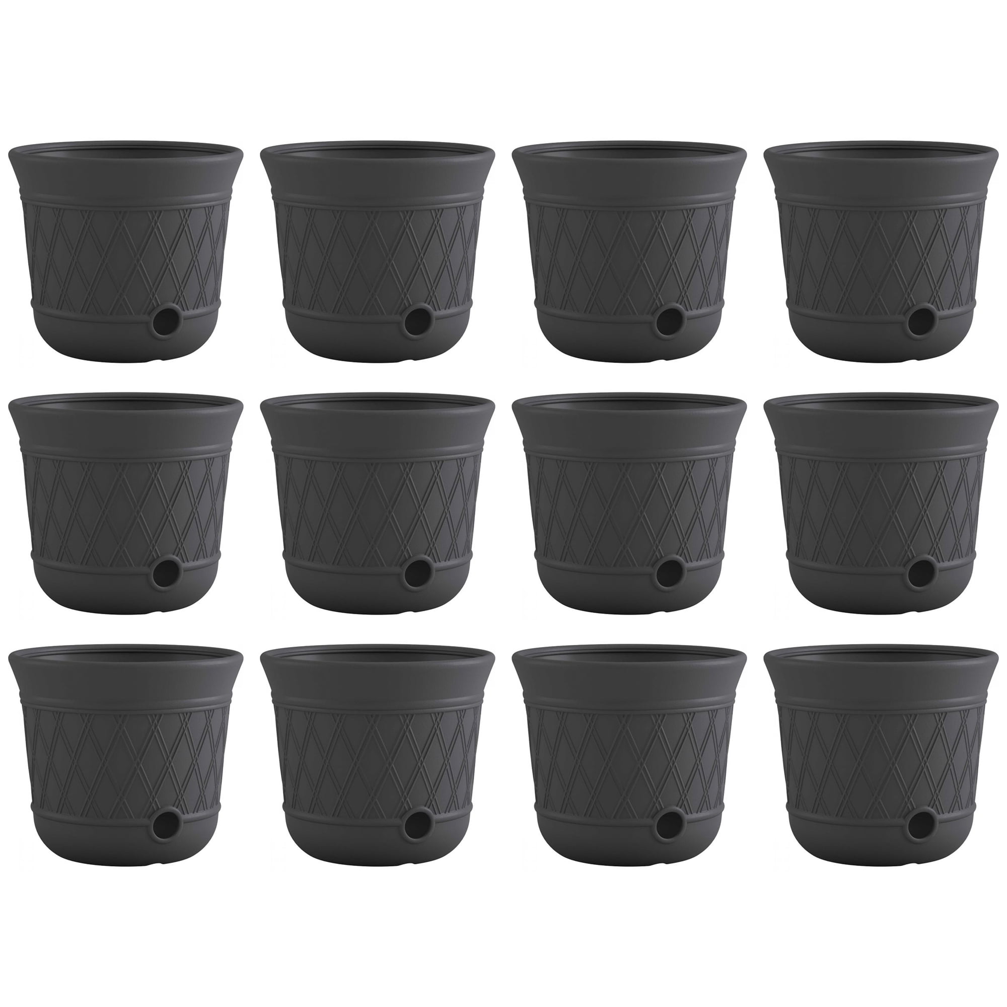 Suncast 14'' x 12'' Durable Plastic Decorative Hose Pot, Gray (12 Pack ...