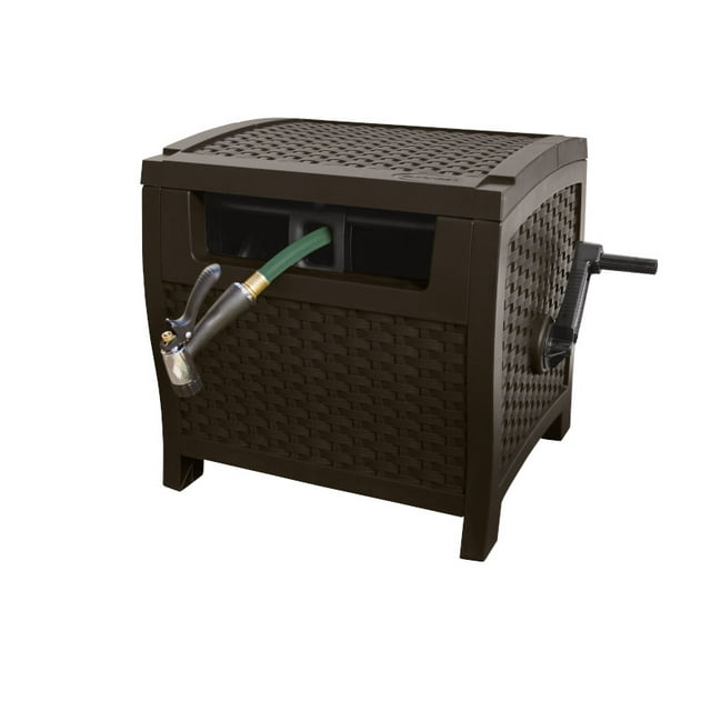 Suncast 175 Foot Slide Trak Outdoor Garden Resin Water Hose Reel, Hose ...