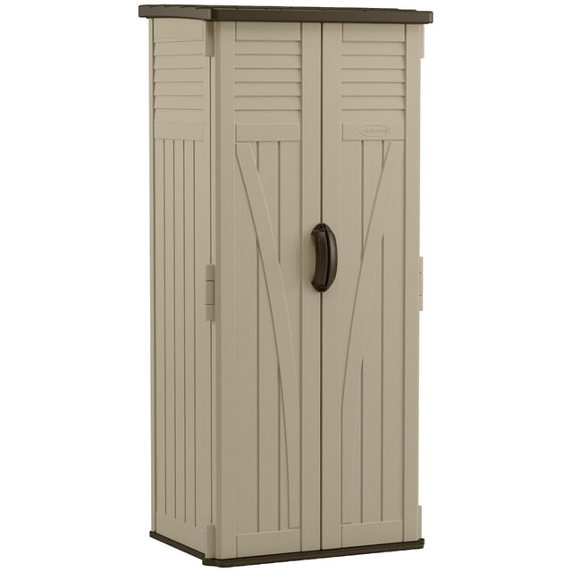 Suncast 22 Cubic Feet Waterproof Vertical Tall Outdoor Backyard Garden ...