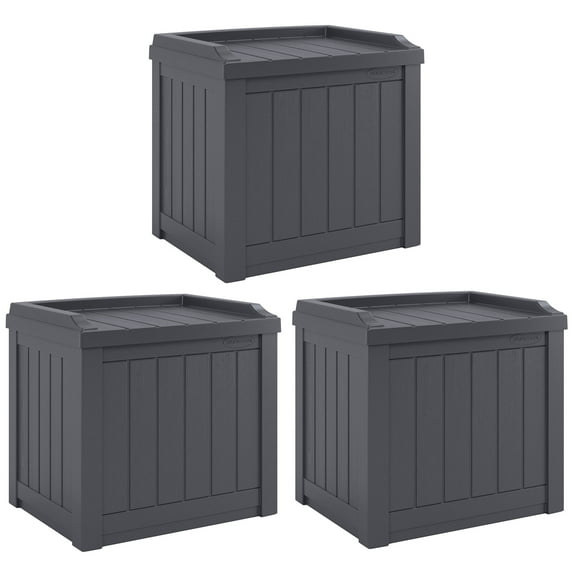 Suncast 22 Gal Outdoor Patio Small Deck Box with Storage Seat (3 Pack ...