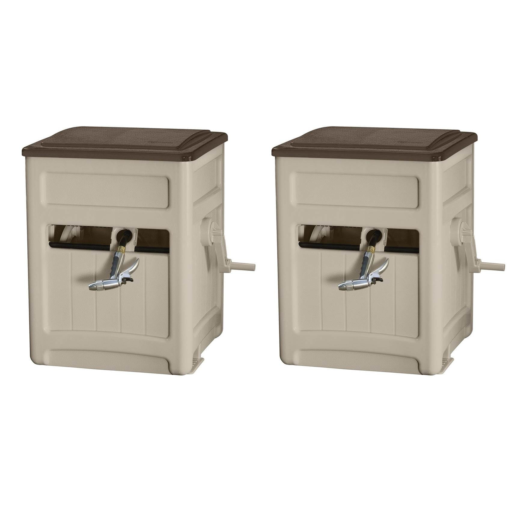 Suncast 225-Foot Smart Trak Hose Hideaway Storage Bin, Light Taupe (2 ...