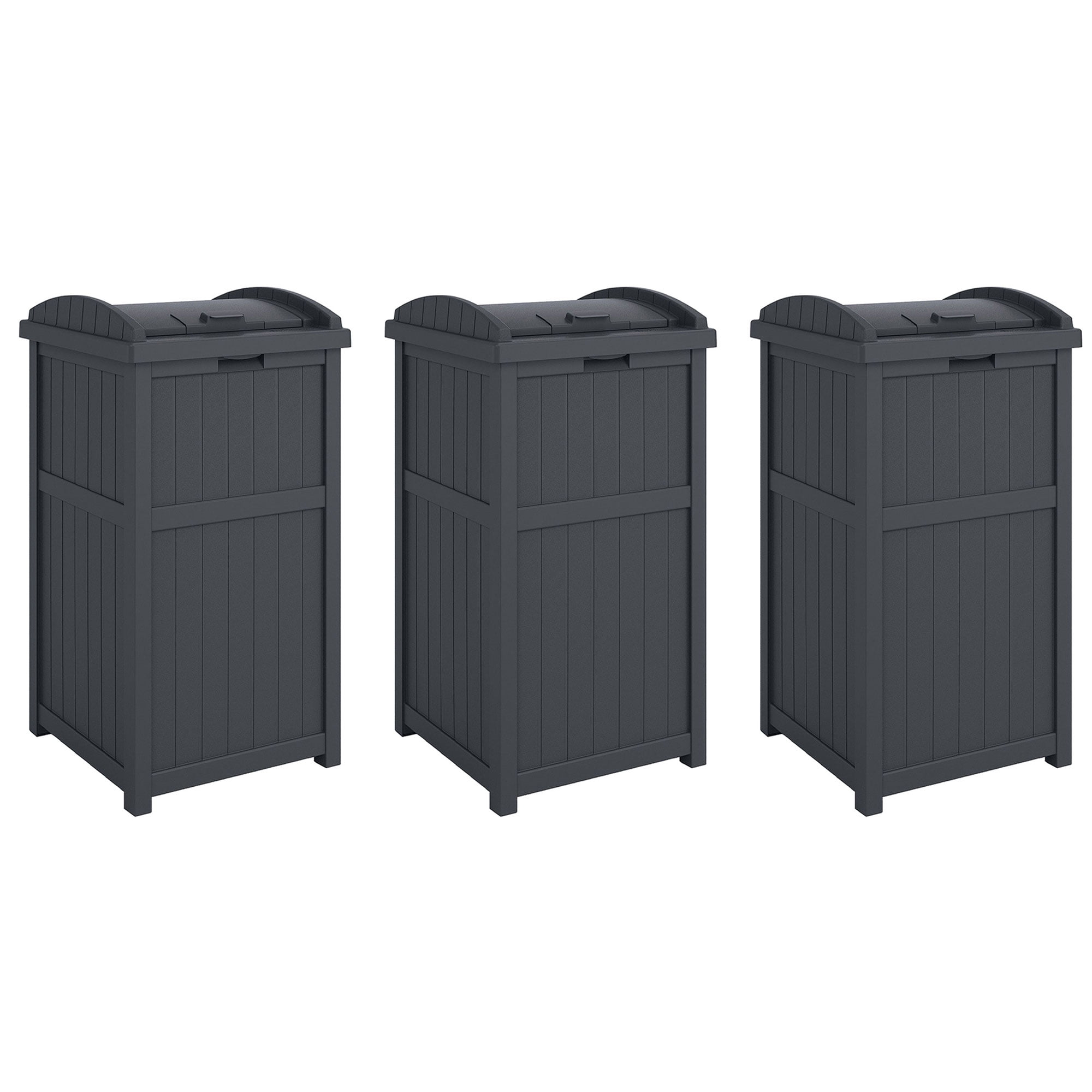 Suncast 30-Gallon Hideaway Outdoor Trash Waste Bin, Cyberspace (3 Pack ...