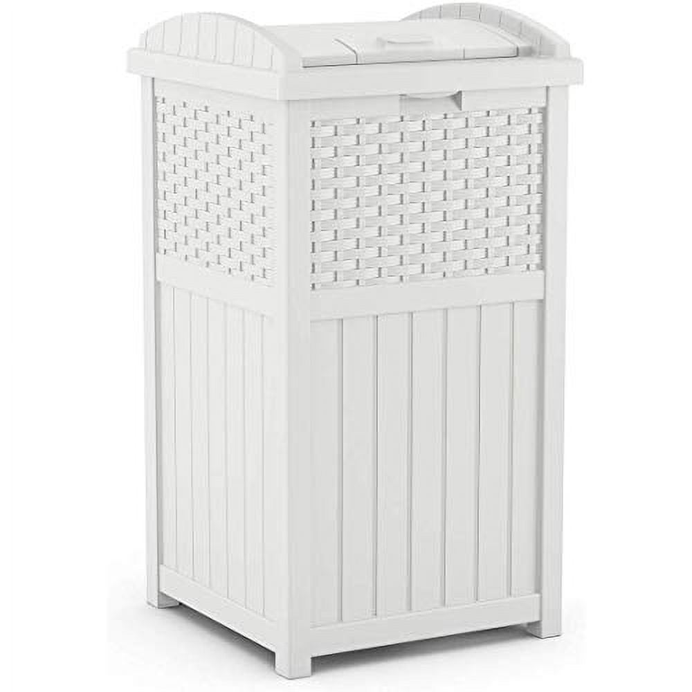 Suncast 33 Gallon Durable Plastic Hideaway Outdoor Garbage Can Trash ...