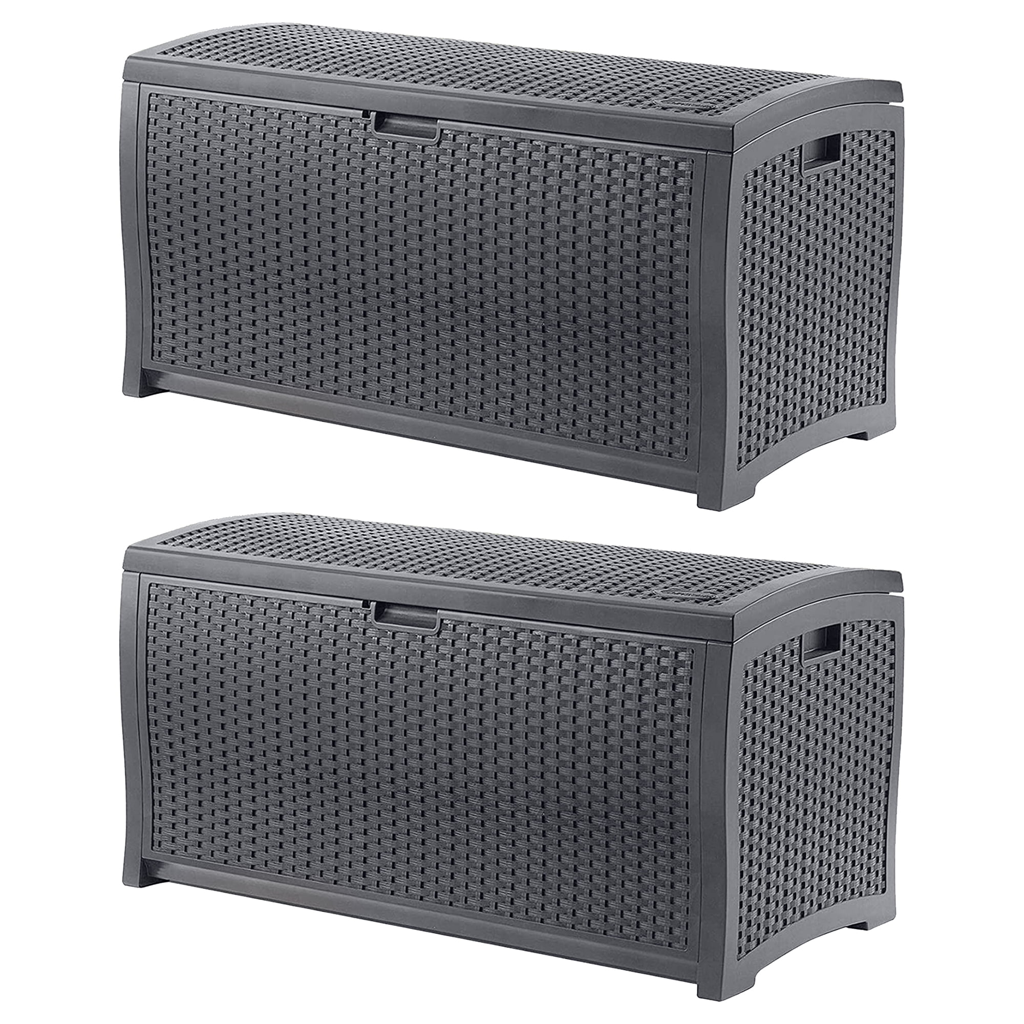 Suncast 73 Gallon Outdoor Patio Storage Deck Boxes, Cyberspace (2 Pack ...
