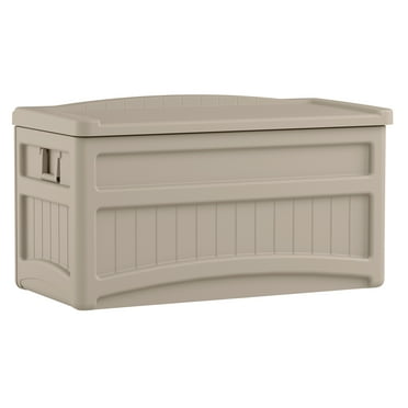 Suncast Outdoor 73 Gallon Garden Patio Storage Chest with Handles and ...